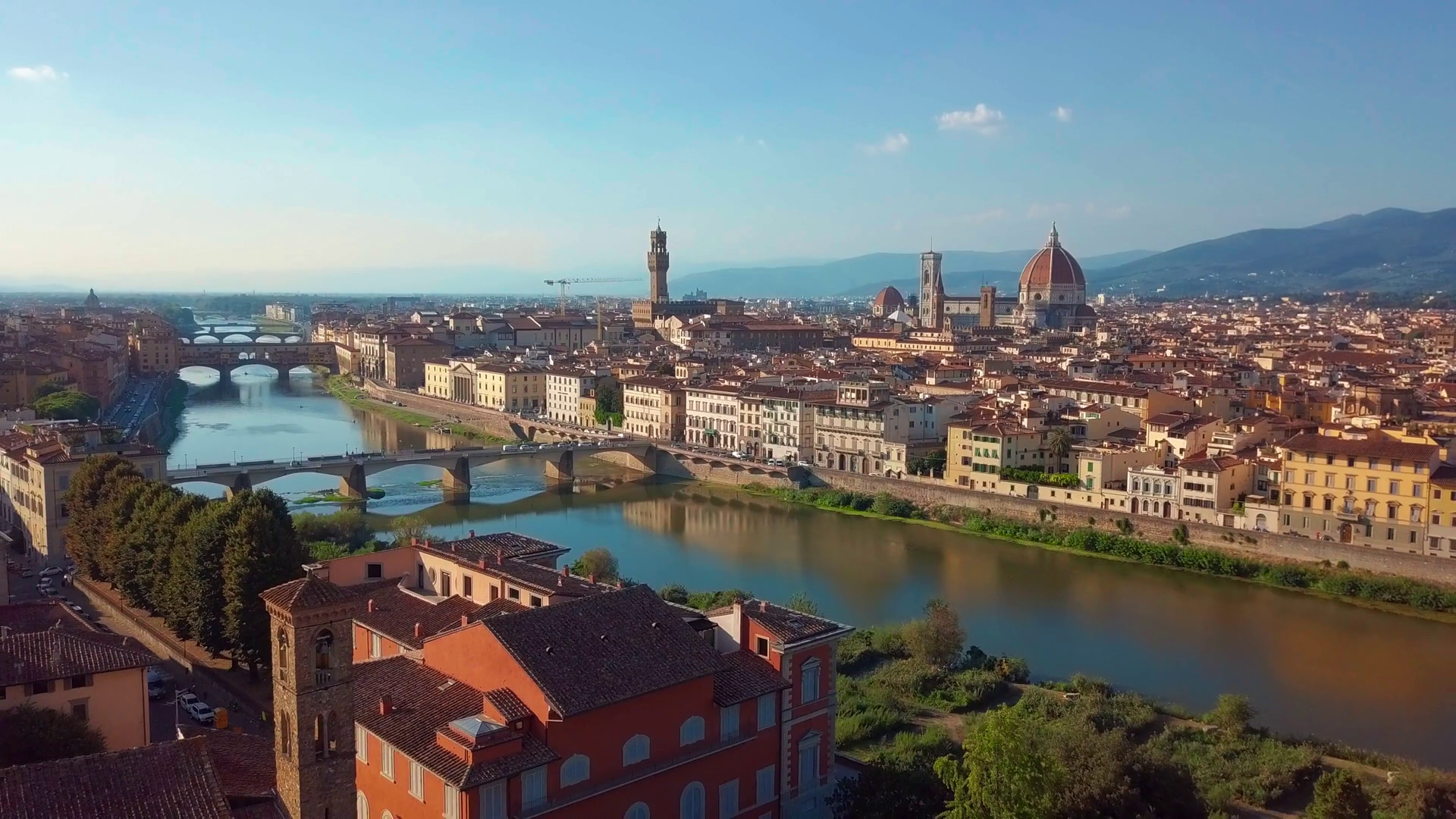 Aerial View Florence Ponte Vecchio Bridge Stock Footage SBV-329409981 ...