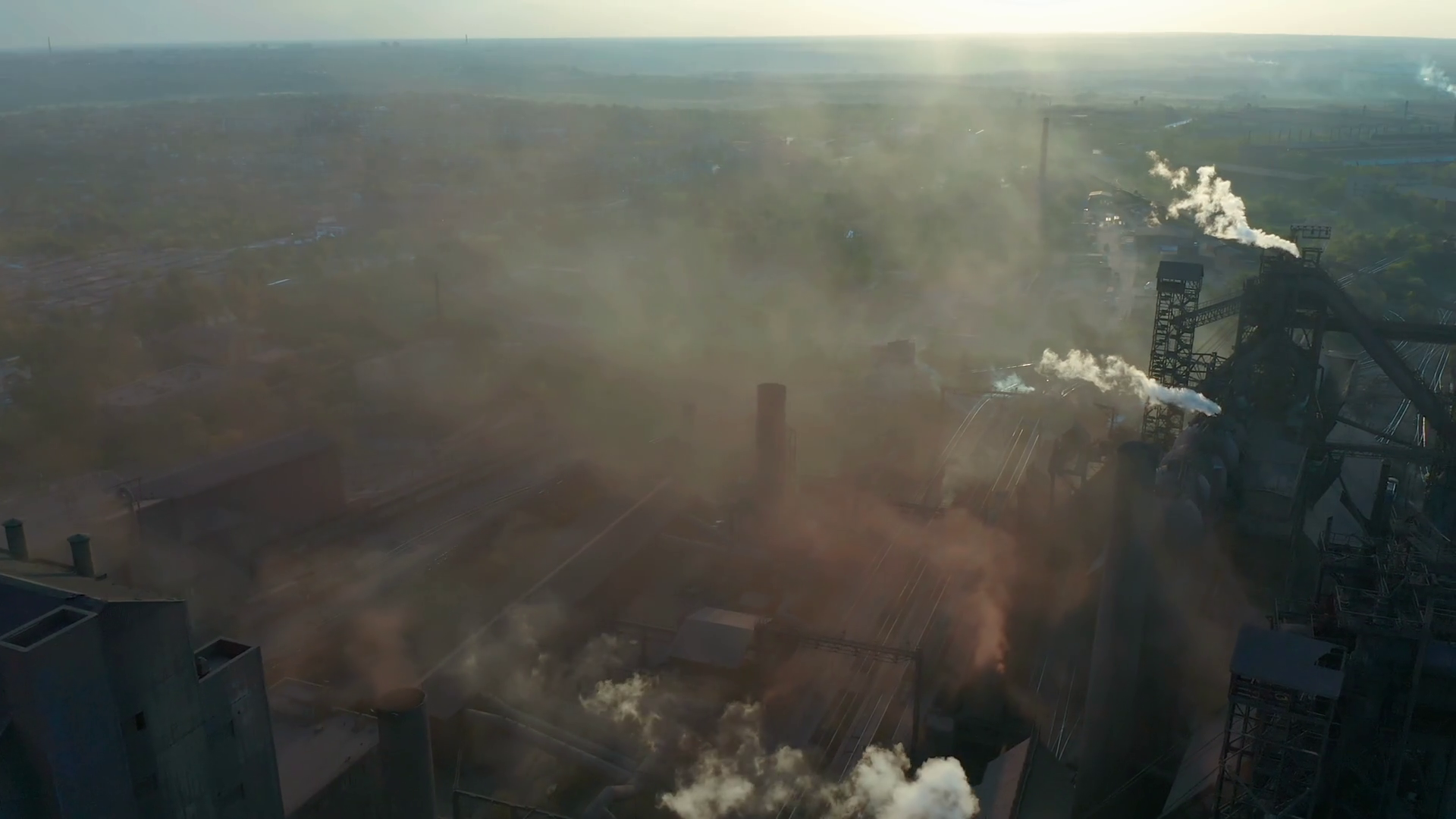 Aerial View Pipes Throwing Smoke In Sky Stock Footage SBV-337590301 ...