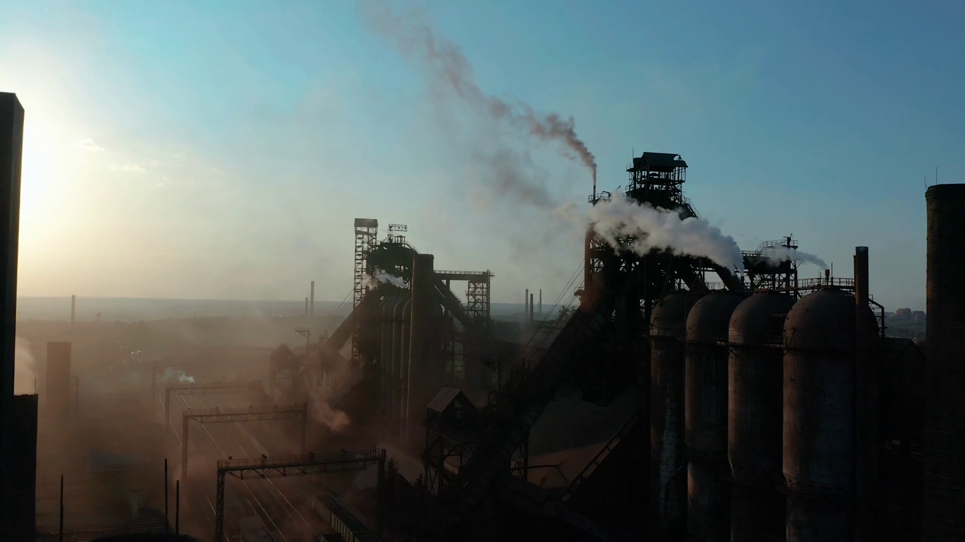 Aerial View Pipes Throwing Smoke In Sky Stock Footage SBV-337579763 ...