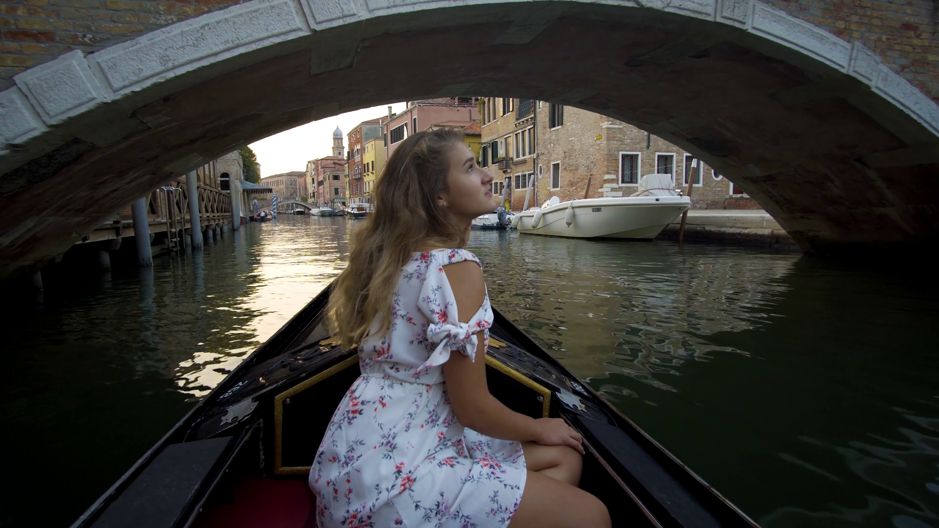 Elegant Person On Gondola Venice Italy Stock Footage SBV-328038232 ...