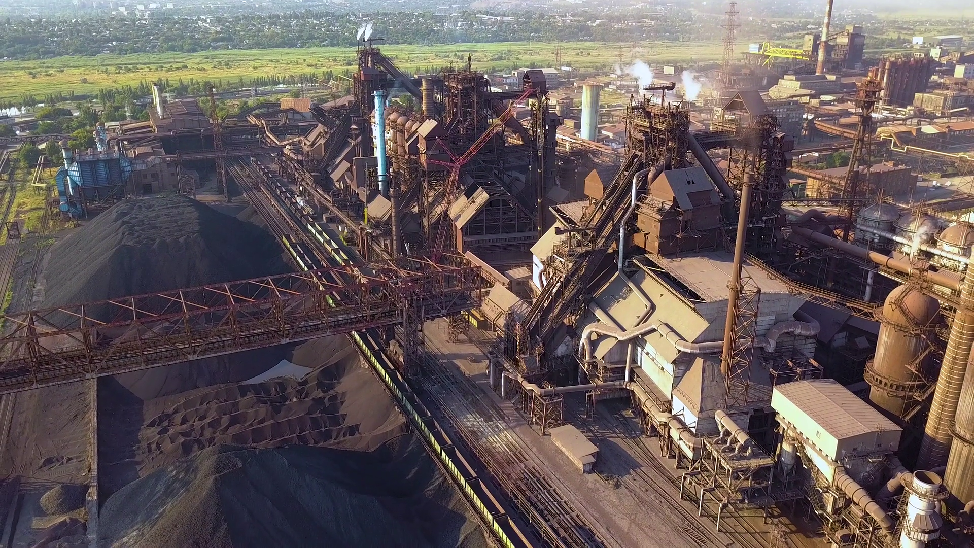 Blast Furnace View From Air Old Factory Stock Footage SBV-316566909 ...