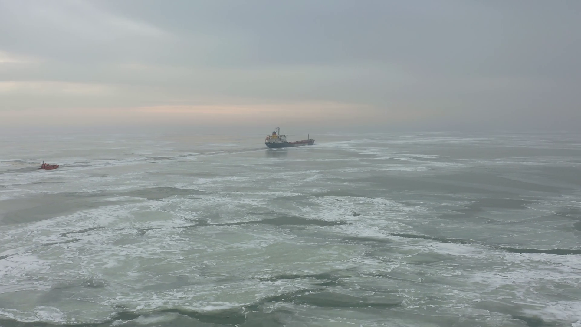 Cargo Ship Sailing On Frozen Sea In Extreme Stock Footage SBV-331224919 ...