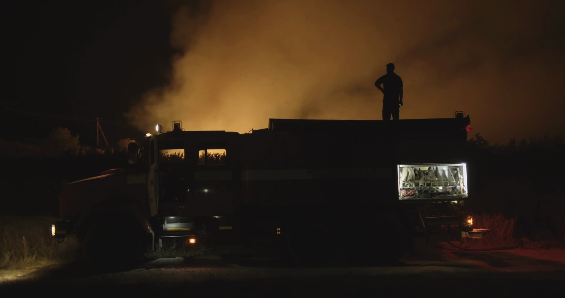 Fire Truck With Flashing Light On Background Stock Footage SBV ...