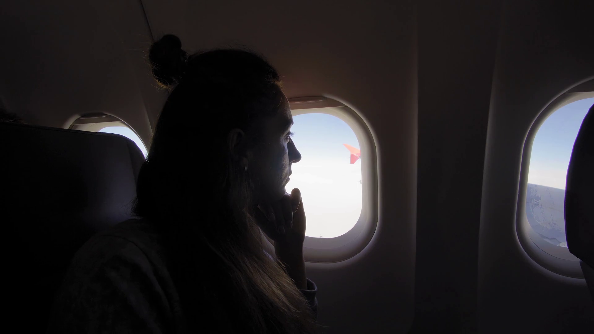 Passenger's View: Woman At Plane Window Stock Footage SBV-337262414 ...