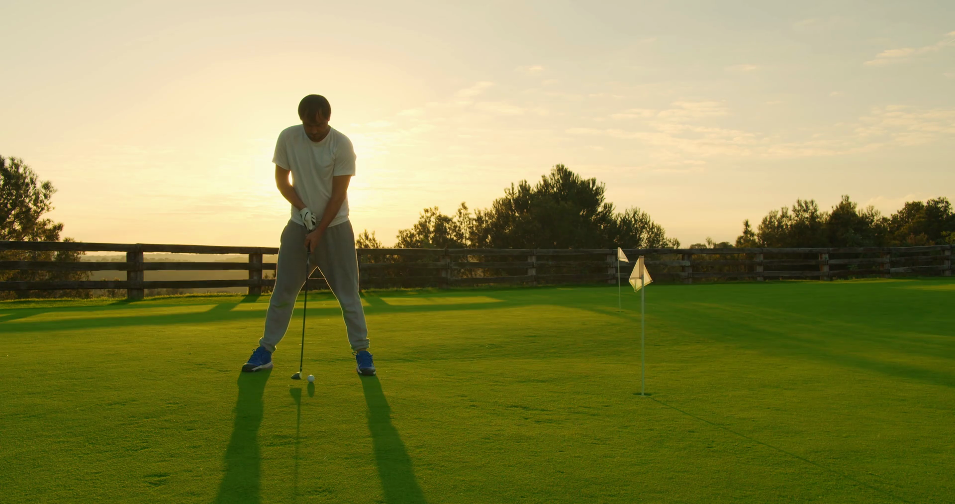 Golf Game Golfer Putting Golf Ball In Hole Stock Footage SBV-338019487 ...