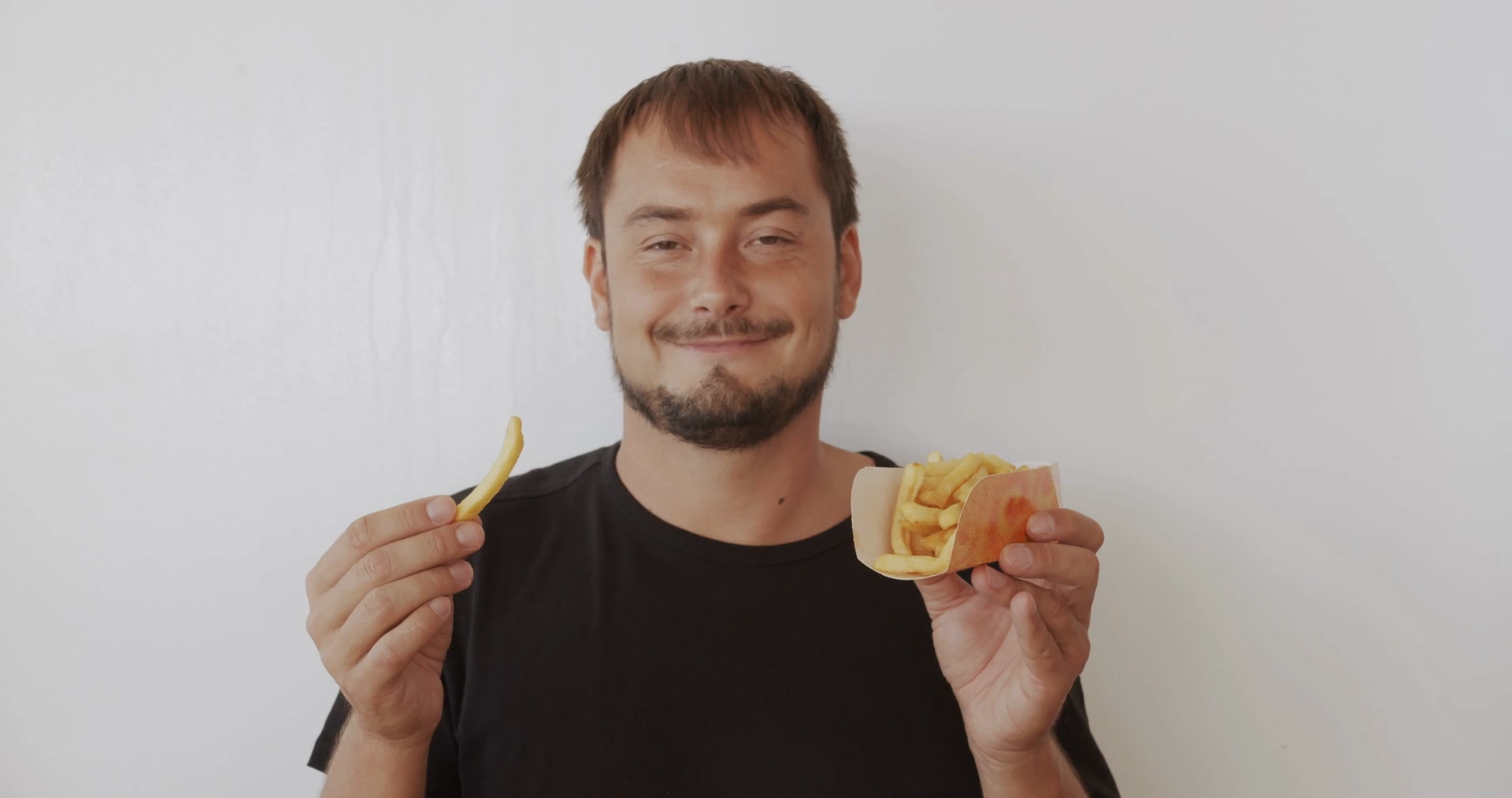 Happy Man Eating French Fries Health Care Stock Footage SBV-337882933 ...