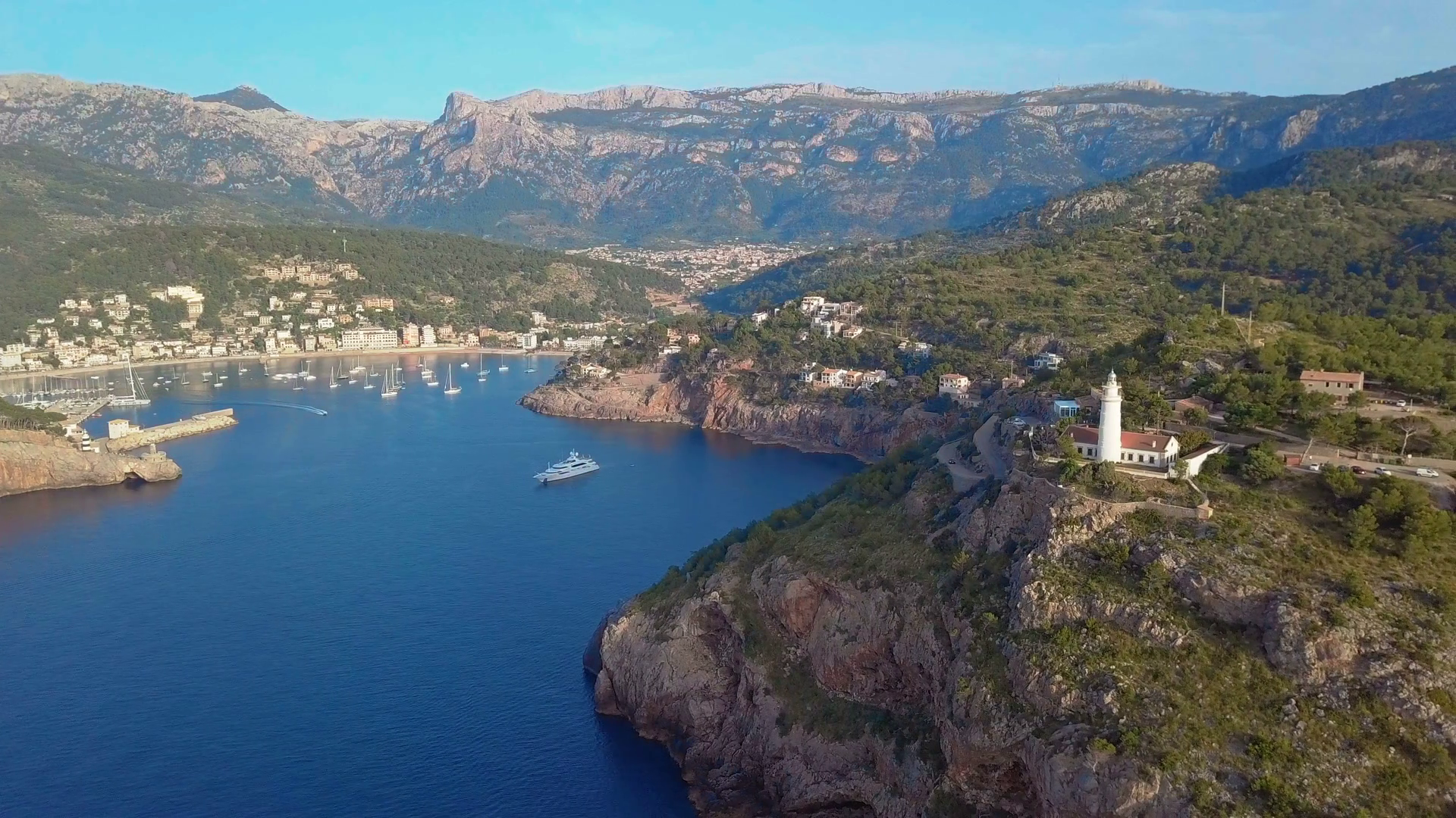 Port De Soller Aerial View Majorca Stock Footage SBV-324325556 ...