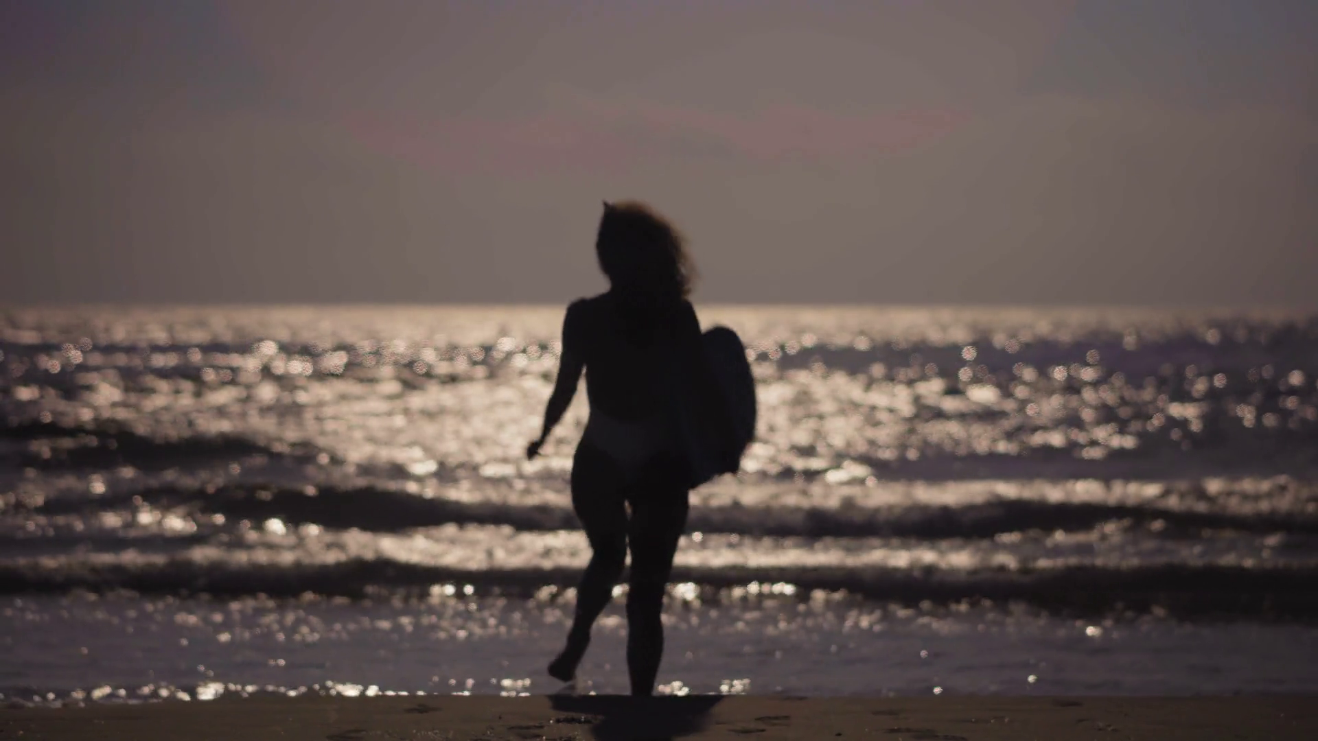 The Girl Running In Sea With Bodyboarding To Stock Footage SBV ...
