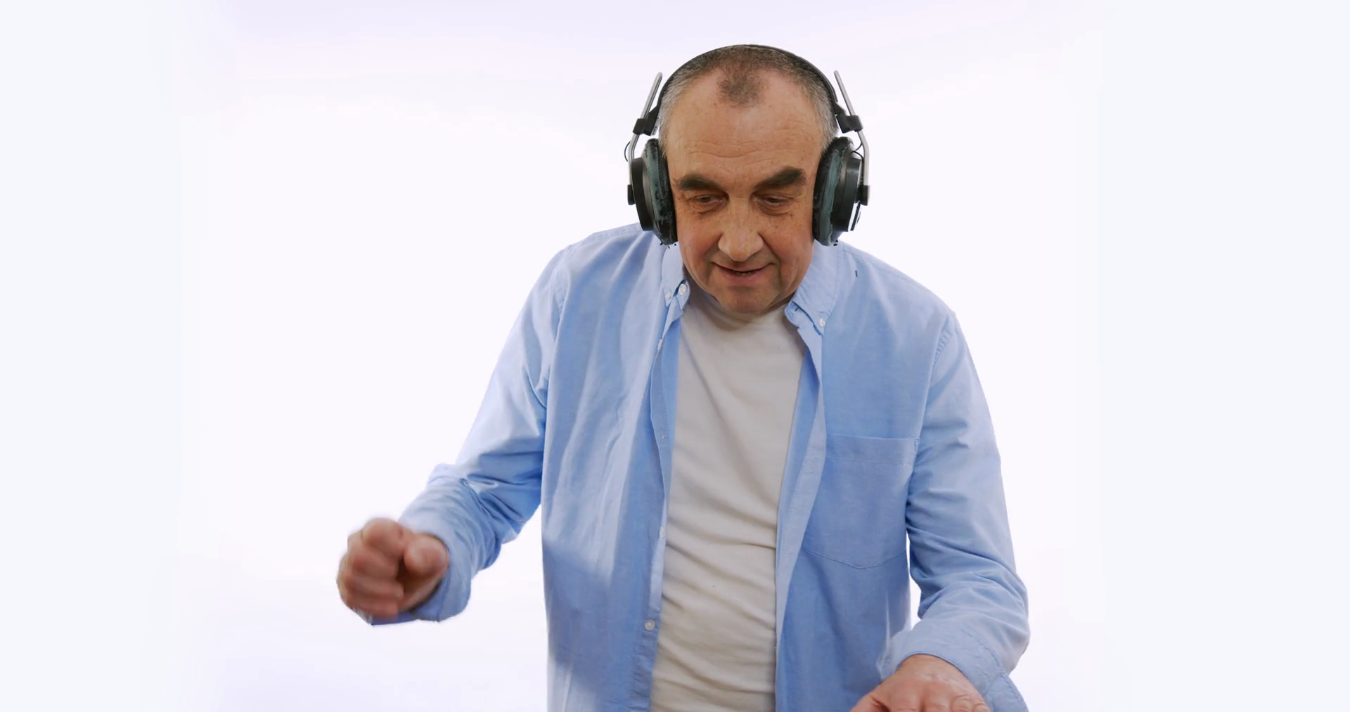 The Old Man In Headphones Listening To Music Stock Footage SBV ...