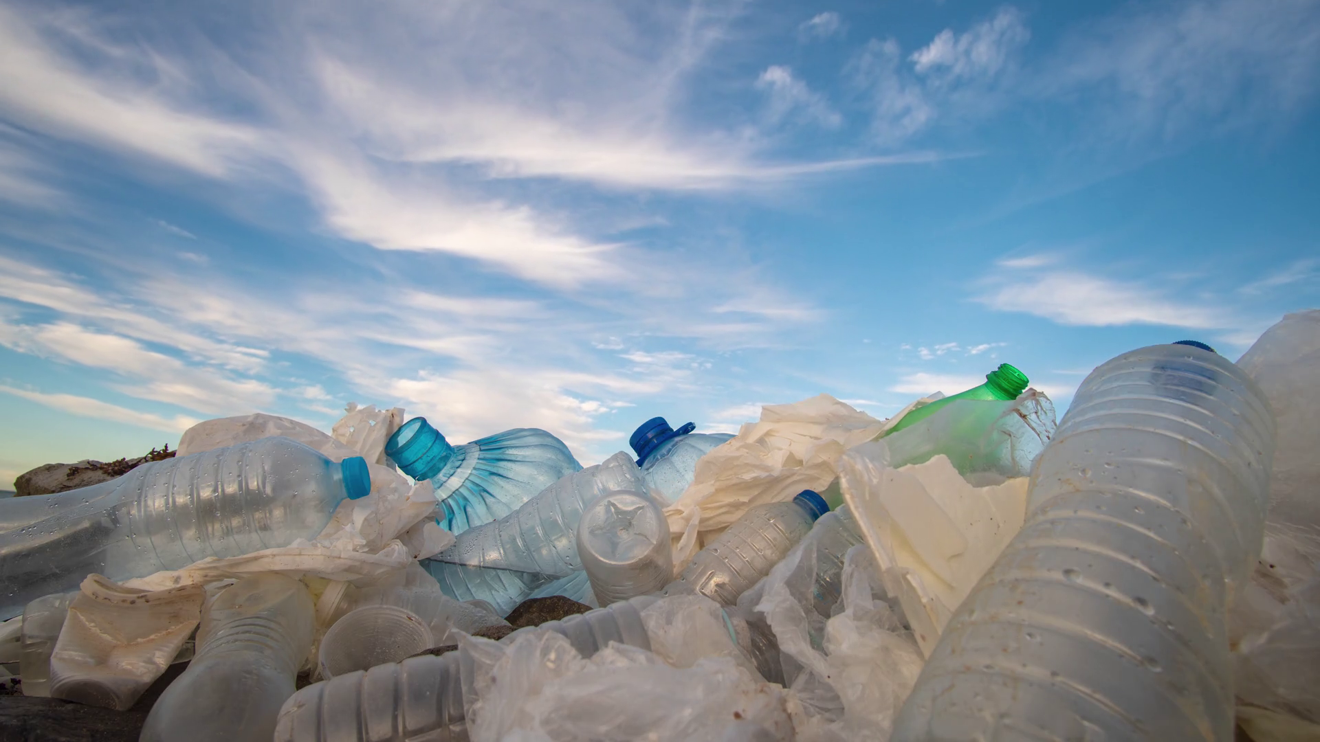 Timelapse Plastic Bottles In Polluted Clouds Stock Footage SBV ...