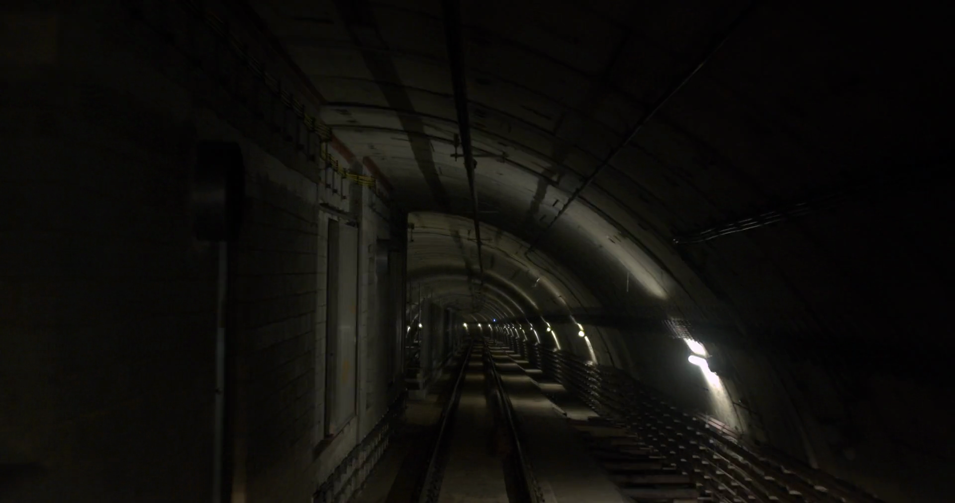 View of subway tunnel. Fast underground train riding in tunnel of ...