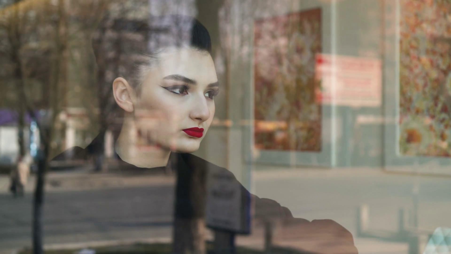 Young Woman Looking Outside Through Window Stock Footage SBV-322704110 ...