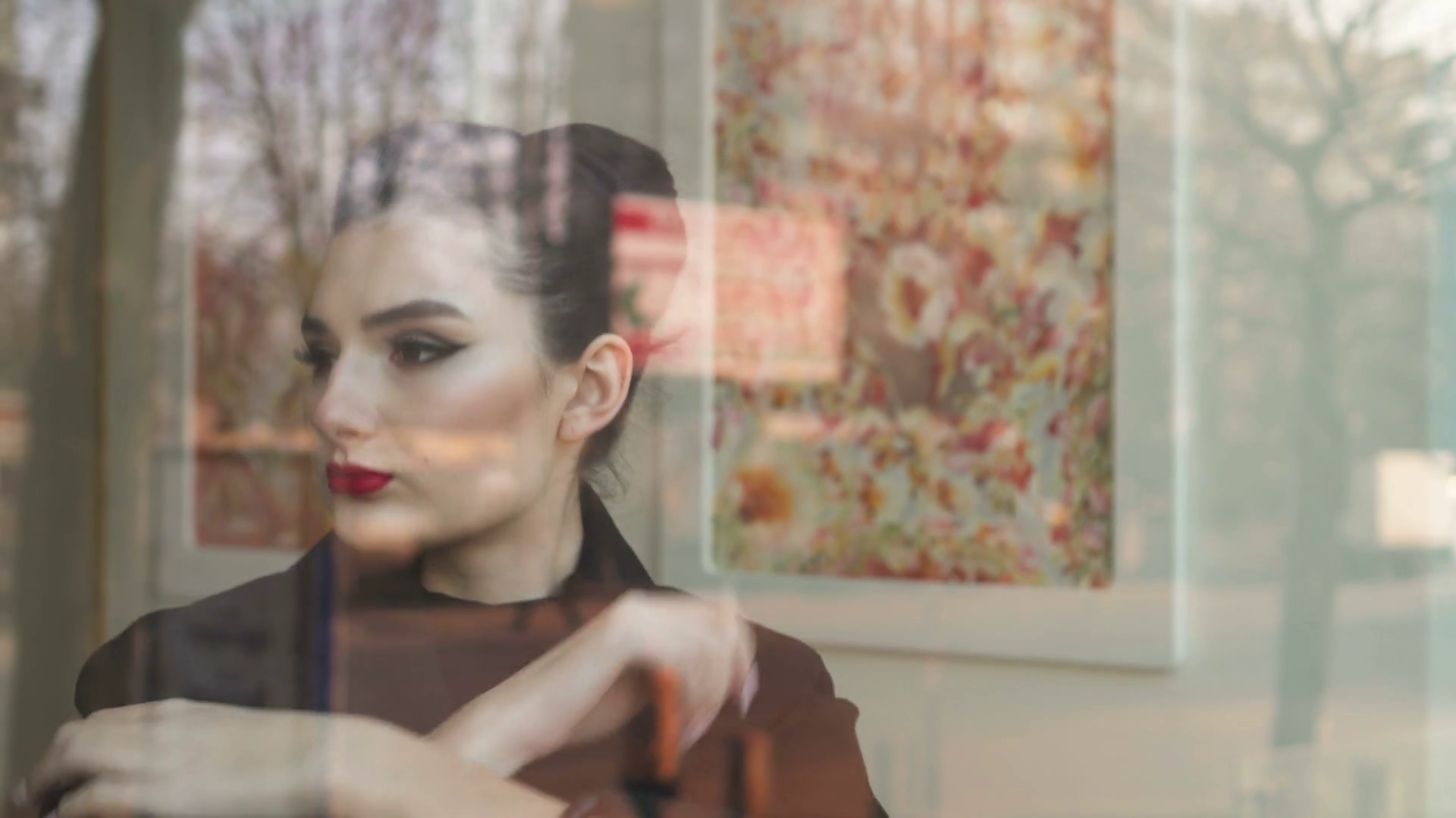 Young Woman Looking Outside Through Window Stock Footage SBV-322701901 ...