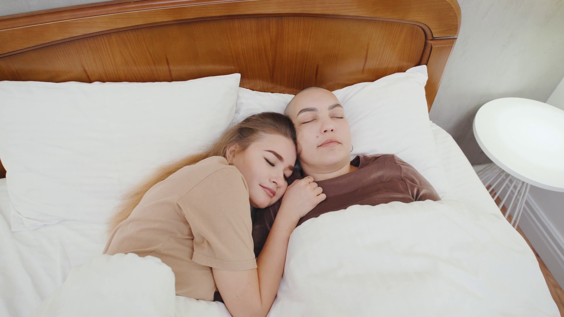 Two Sleep Peacefully In Bed Cuddling Closely Stock Footage SBV ...