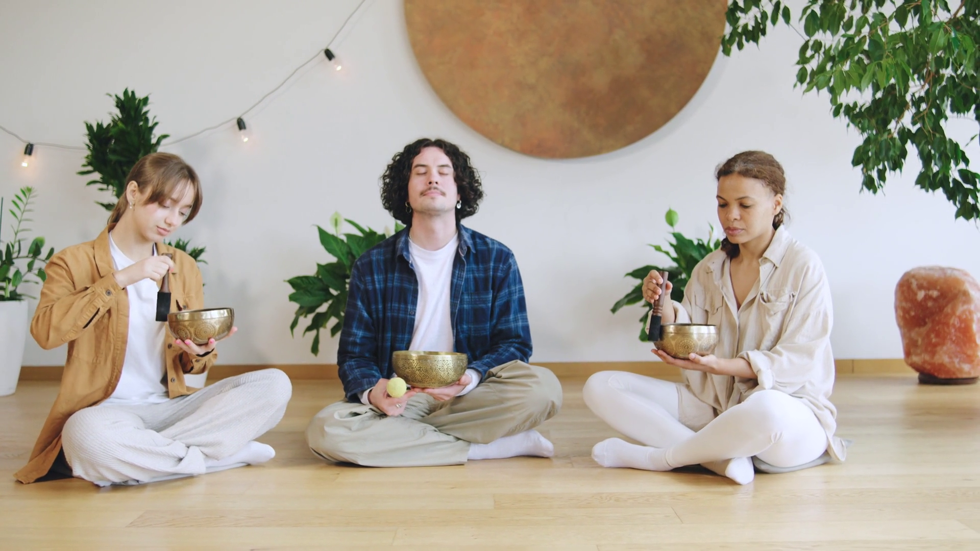 Meditation Session With Sound Bowls In Stock Footage SBV-352094497 ...