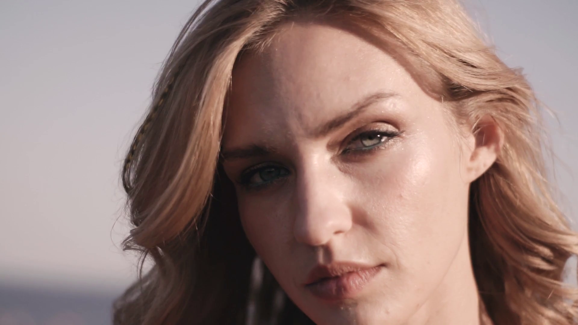 Close Up Of Woman's Face At Sunset On Beach Stock Footage SBV-346831846 ...