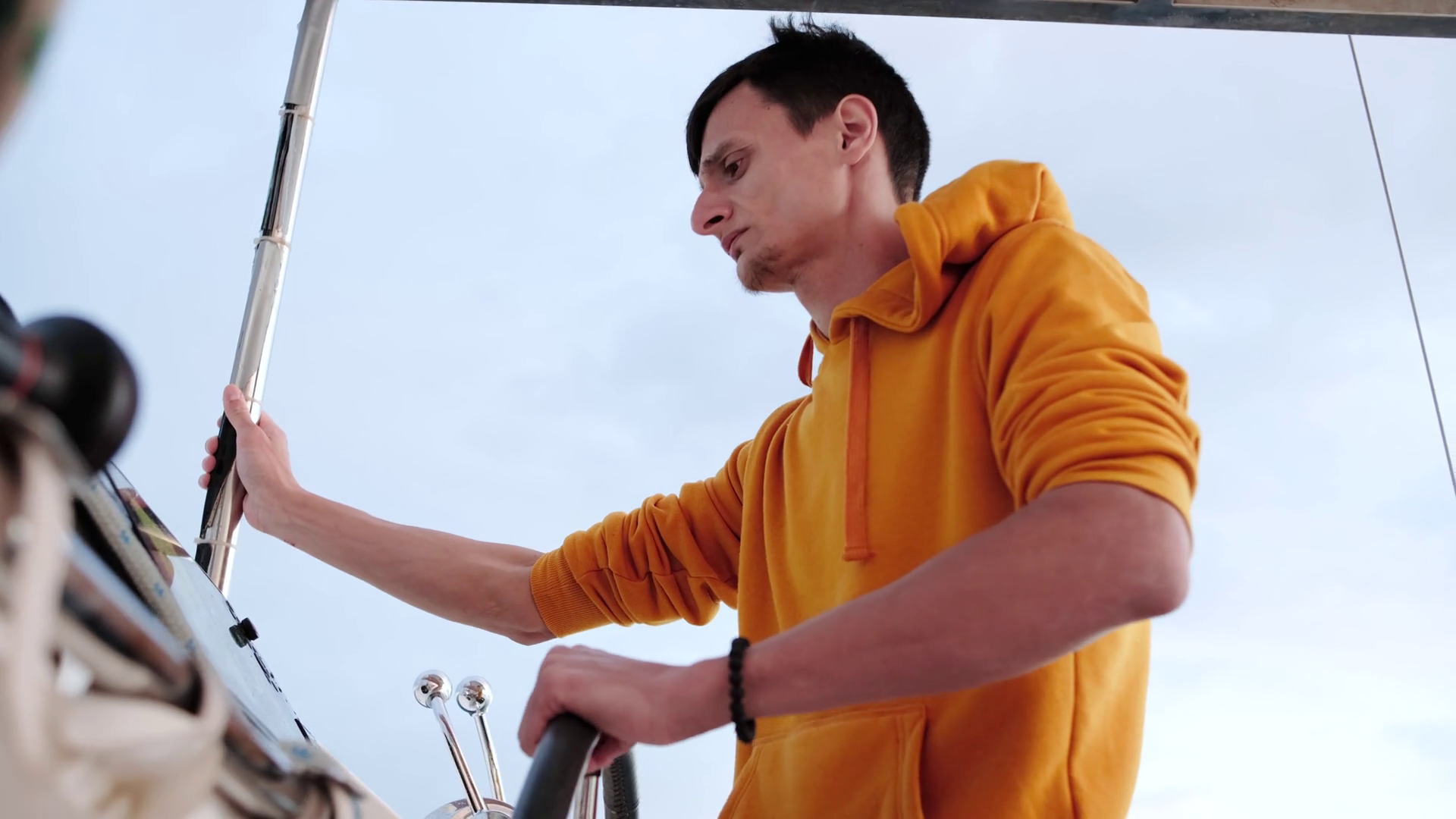 Boat Captain Active Confidently Steering Stock Footage SBV-346942920 ...