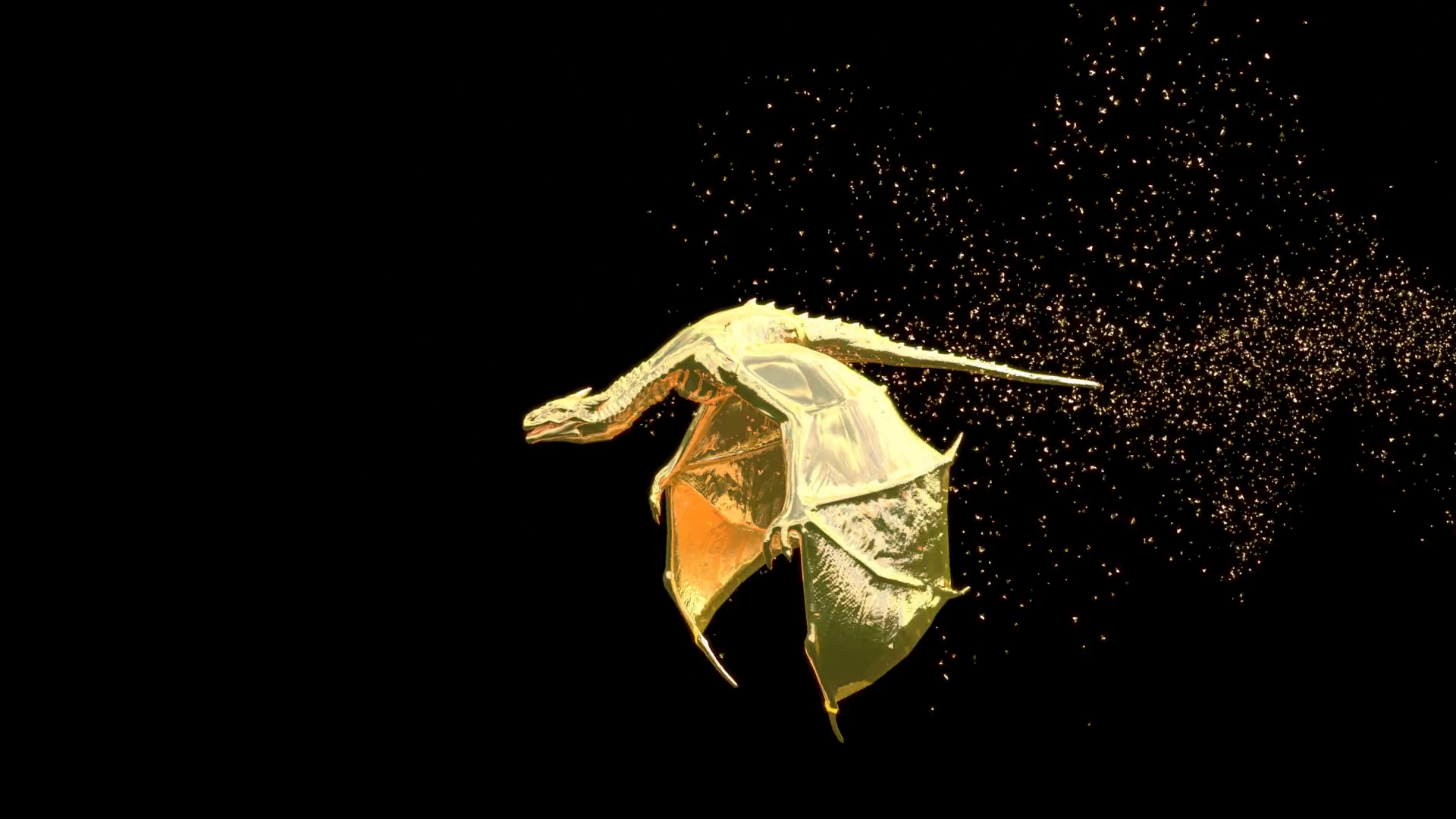 Golden Dragon Flying Waving Wings Emitting Stock Motion Graphics SBV ...