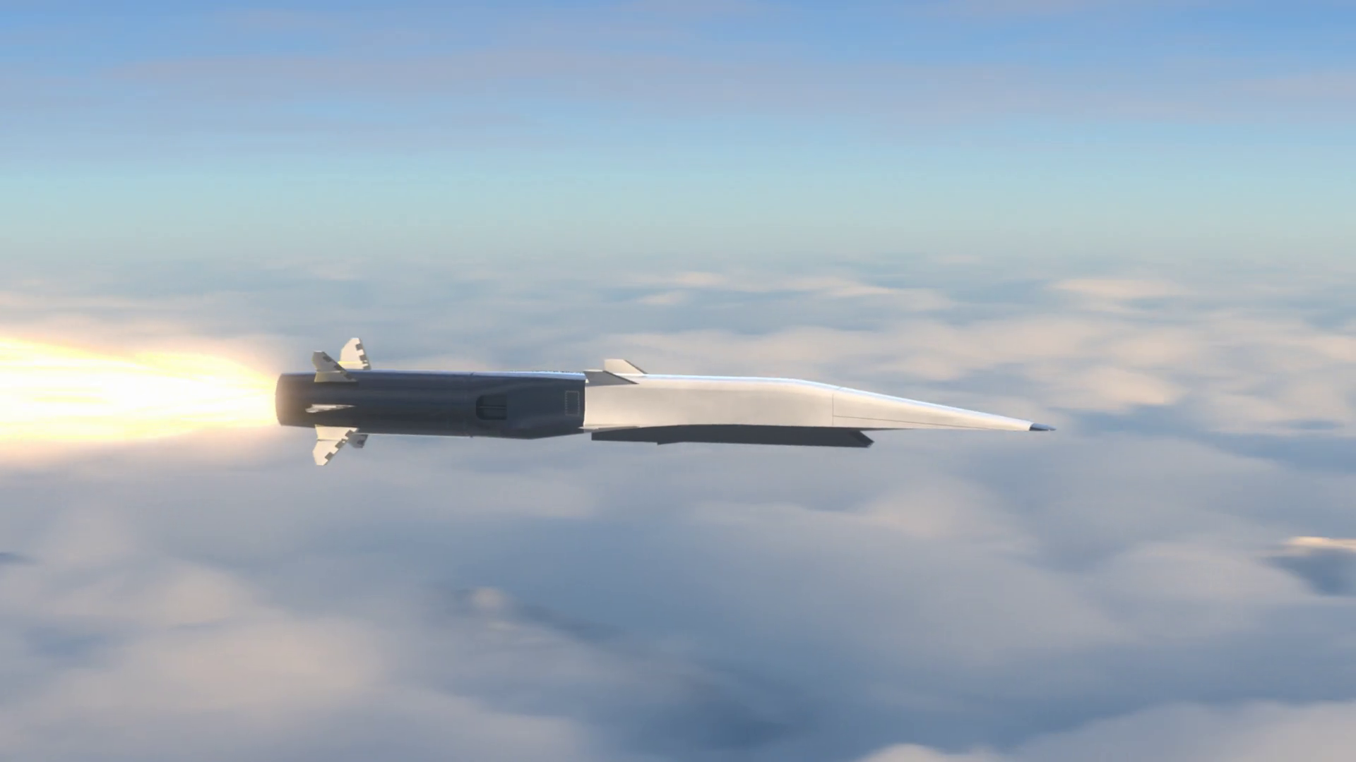 Hypersonic Missile flying in the sky. Seamless loop, 25 FPS. Motion ...