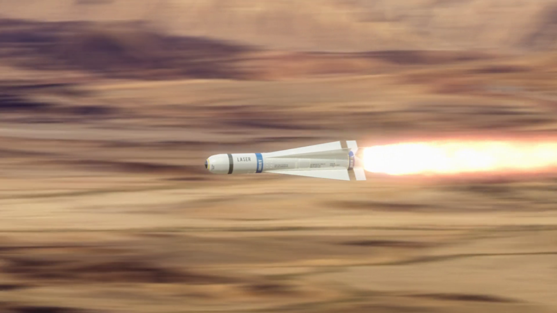 Launched Missile flying over the desert, 30 FPS. Motion Background 00: ...