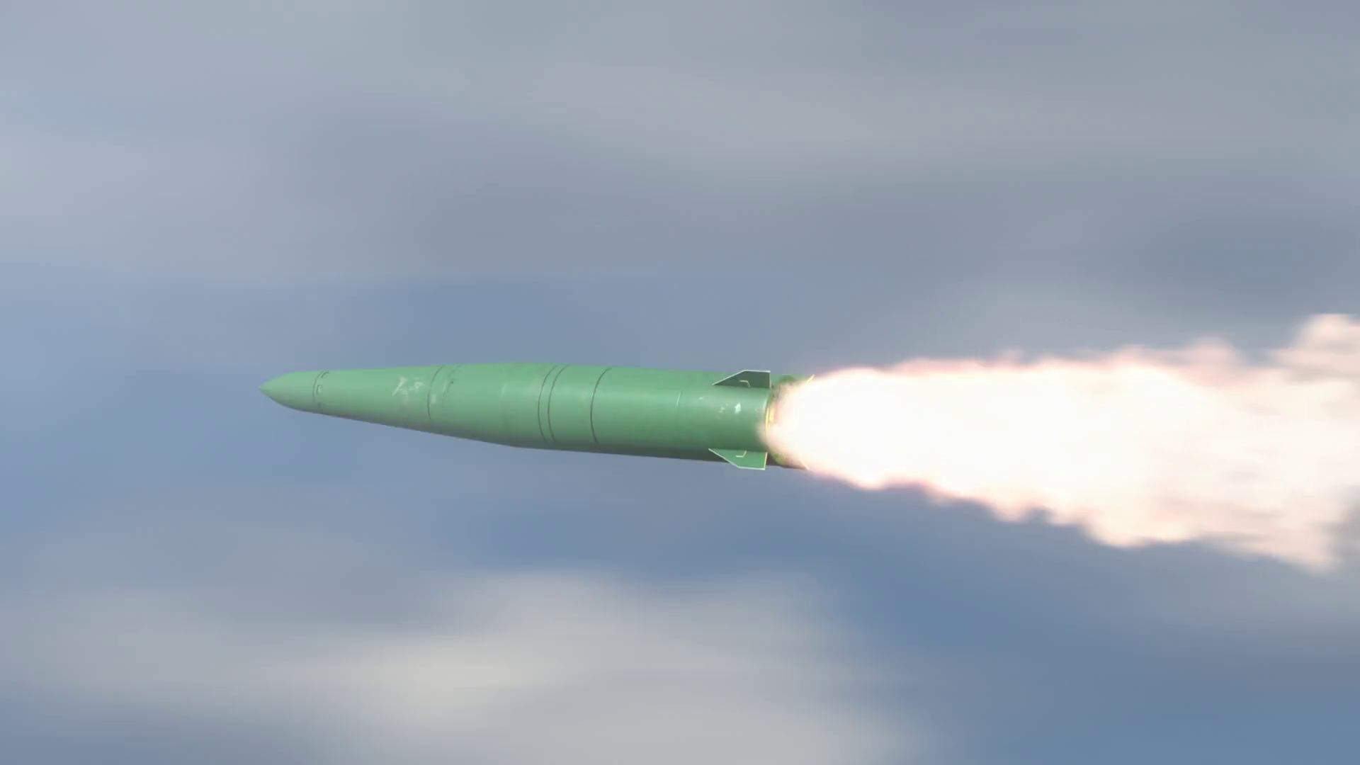 Launched Quasi-Ballistic Missile flying in the clouds, 30 FPS. Motion ...