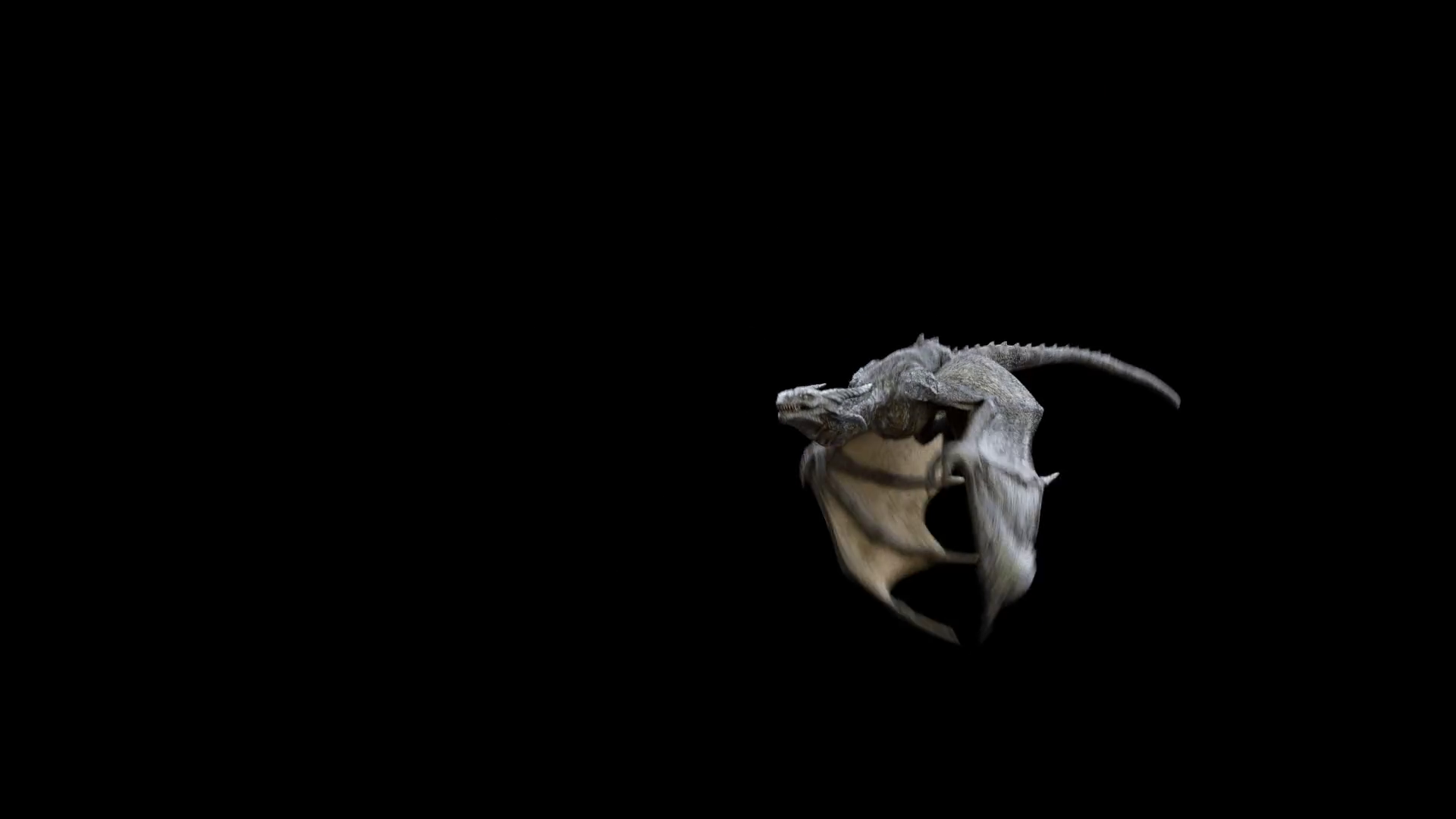 Realistic Dragon flying and waving his wings isolated on black with ...