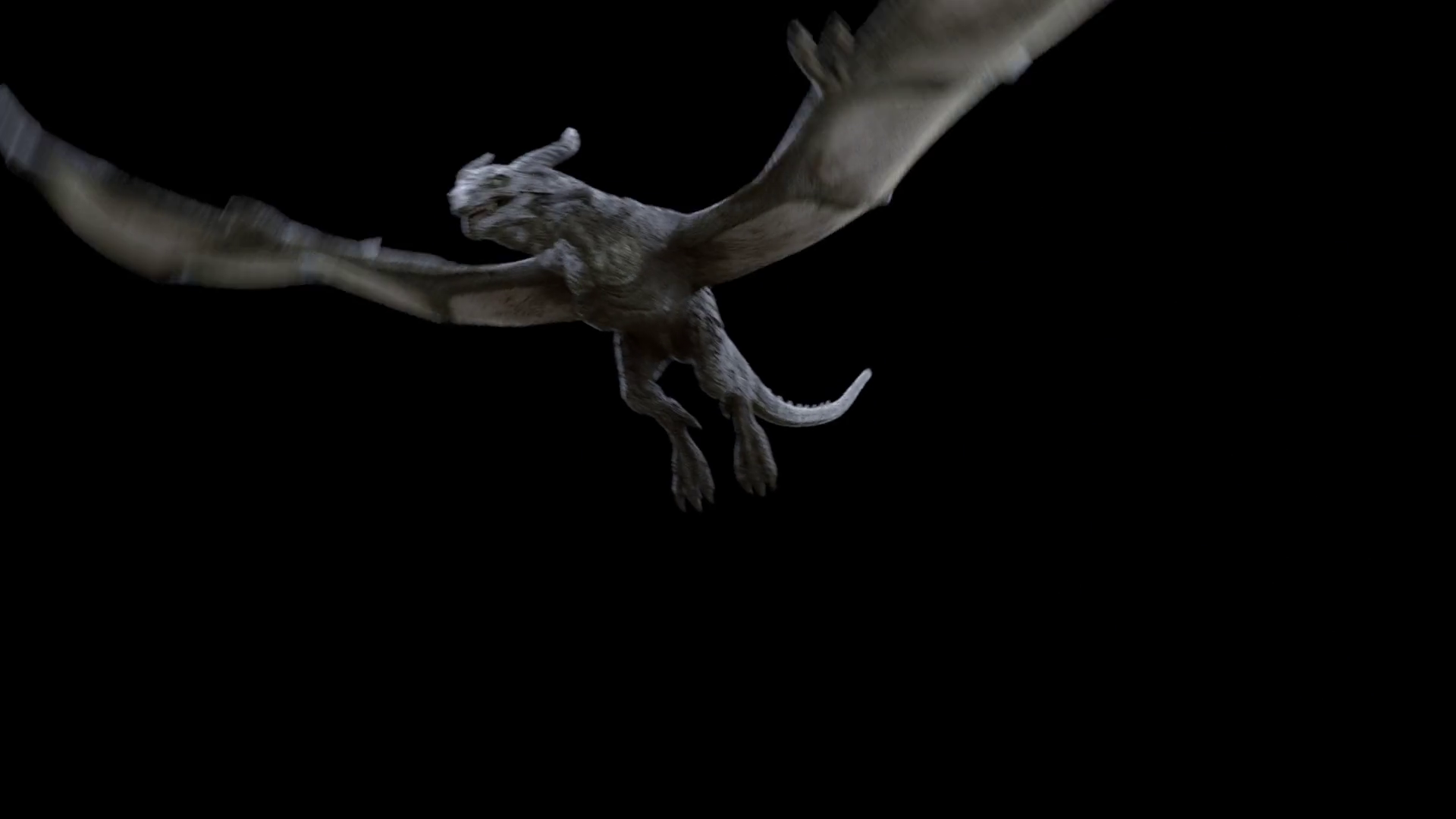 Realistic Dragon flying and waving his wings isolated on black with ...