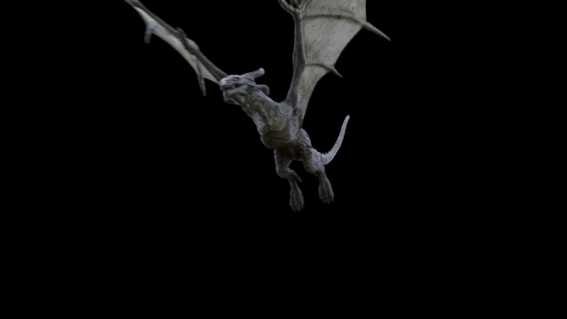 Realistic Dragon flying and waving his wings isolated on black with ...