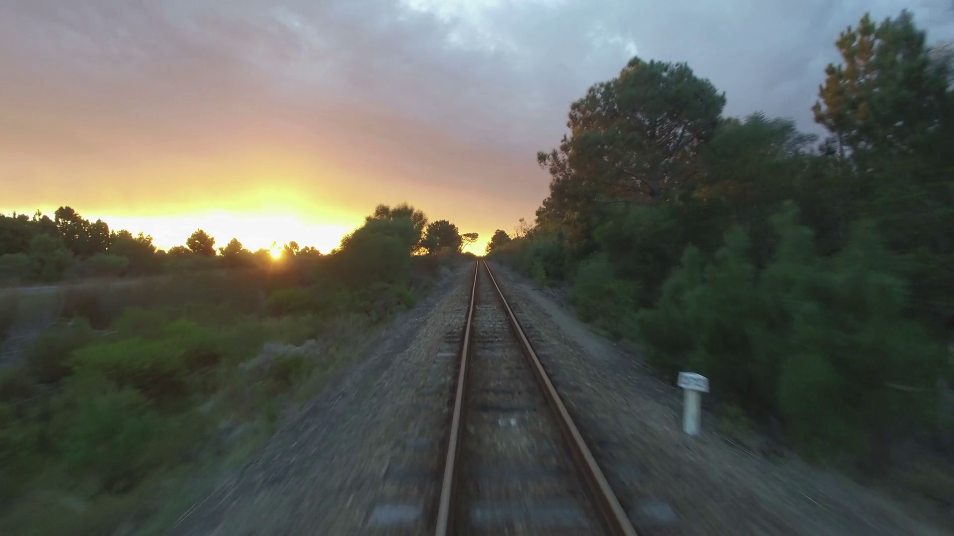 Aerial Sunset Train Tracks Shot Stock Footage SBV-308241768 - Storyblocks