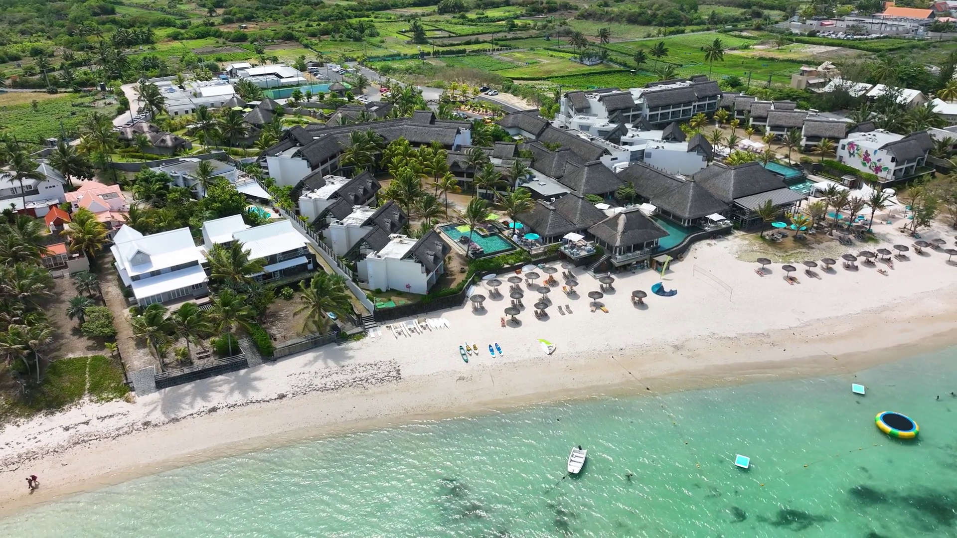 Aerial Video Of Beachfront Resort With Stock Footage SBV-352110320 ...
