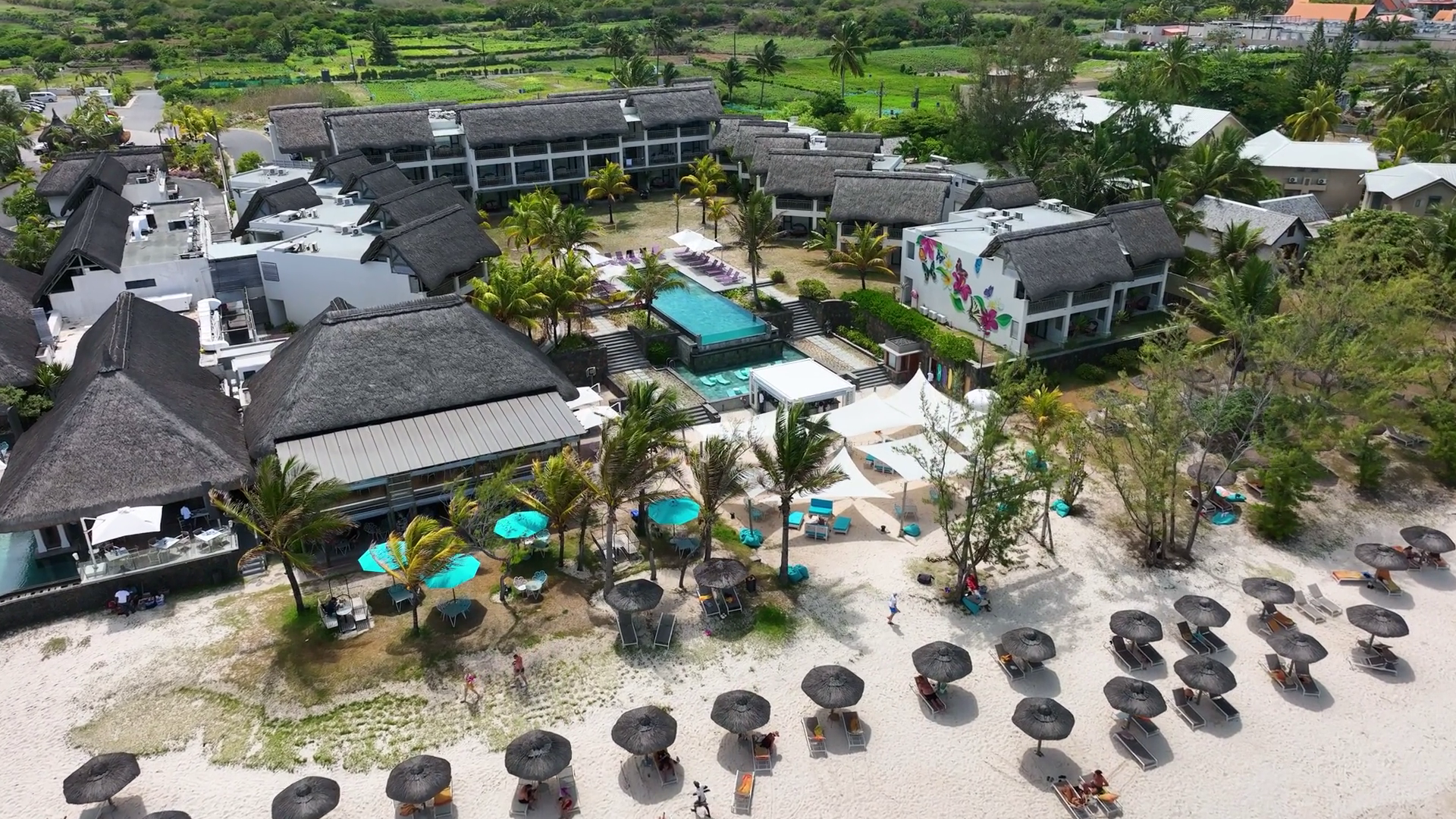 Aerial Video Of Beachfront Resort With Stock Footage SBV-352110326 ...