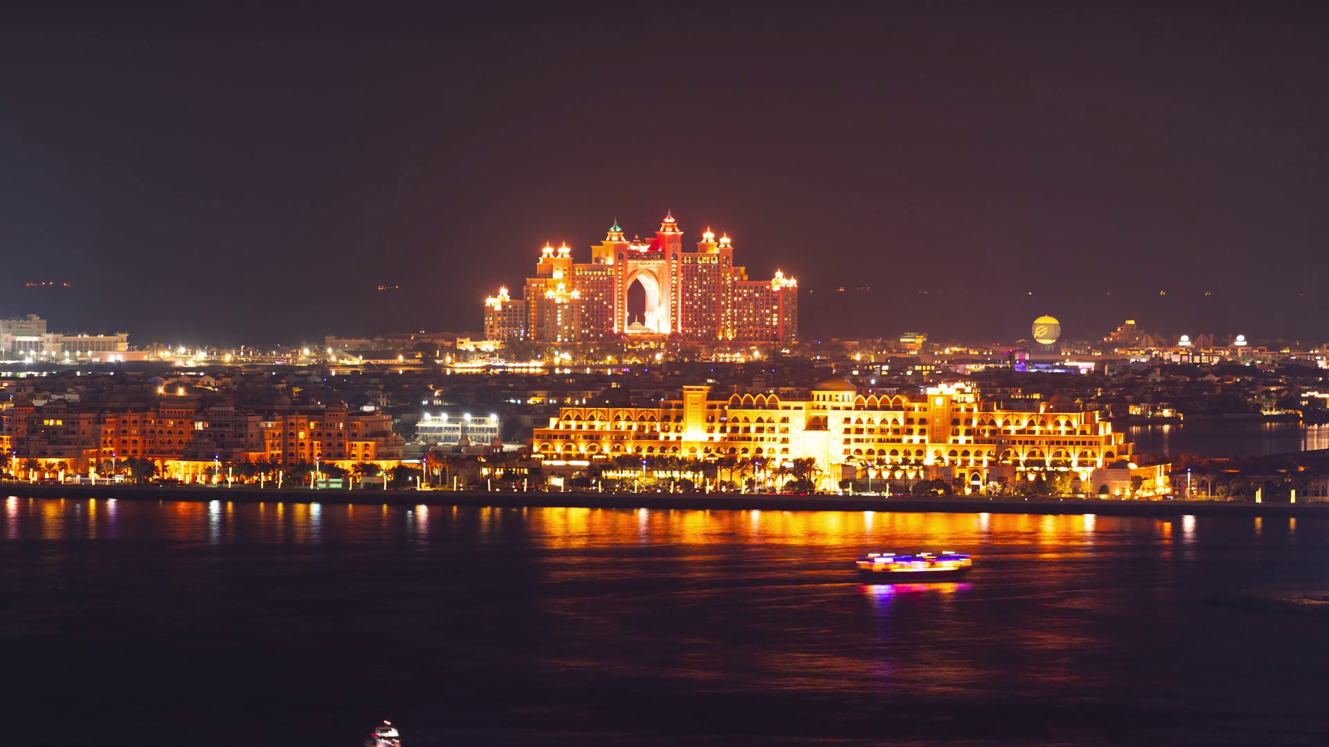 Time Lapse Of Atlantis Palm At Night In Dubai Stock Footage SBV ...