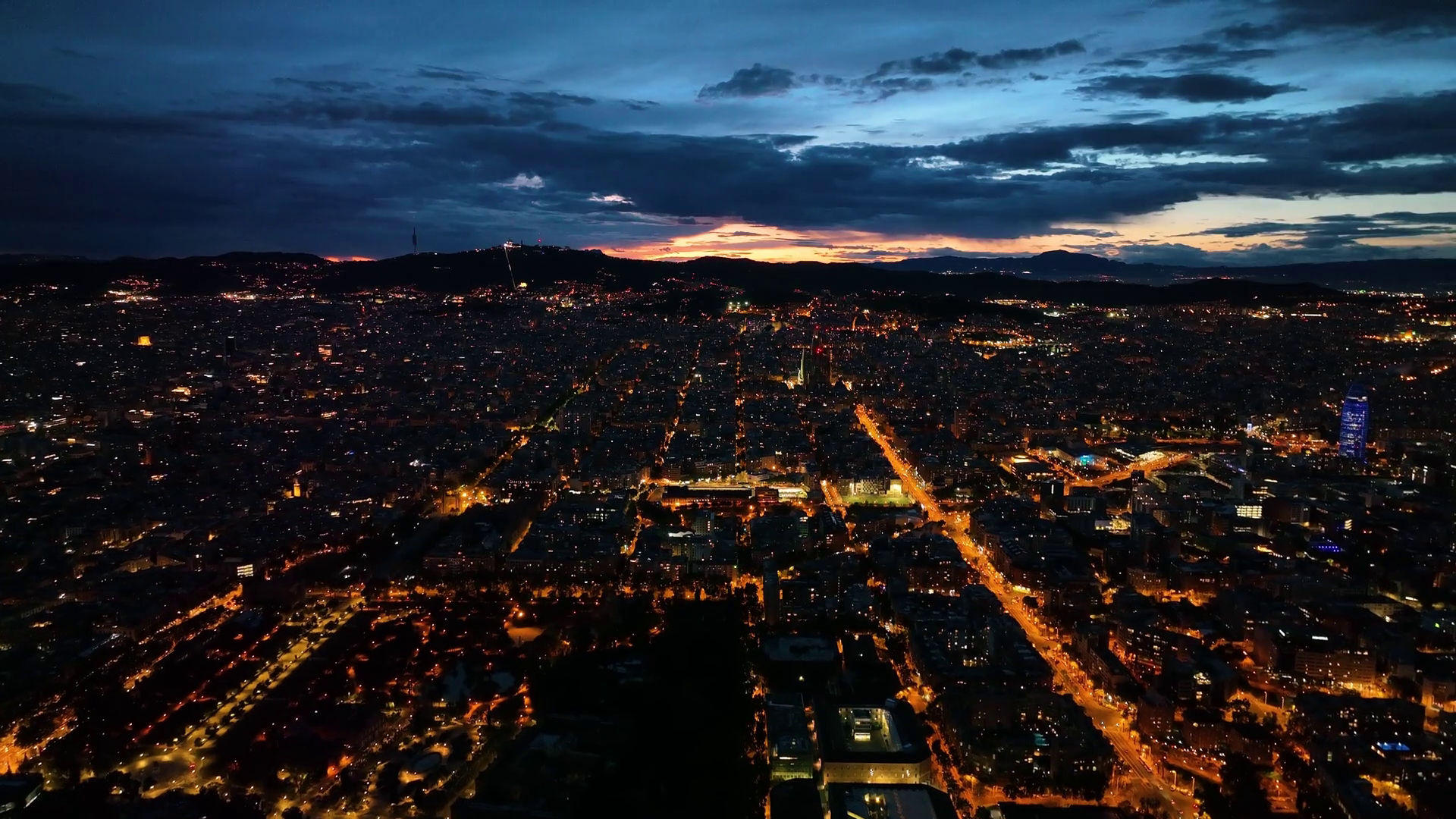 Night Grid Layout Of Barcelona City Stock Footage SBV-352049936 ...