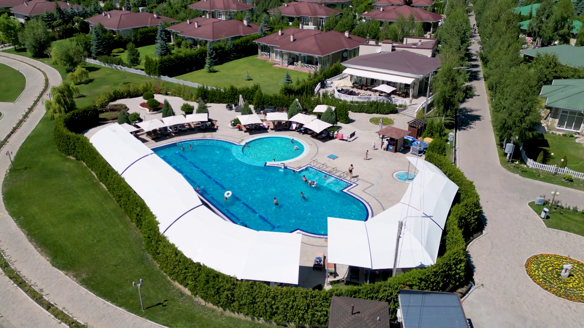 Aerial View Of Beach With Pool Stock Footage SBV-351921370 - Storyblocks