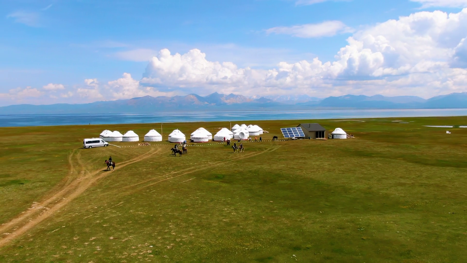 Aerial View Of Nomadic Yurt Camp On Meadow Stock Footage SBV-351921647 ...
