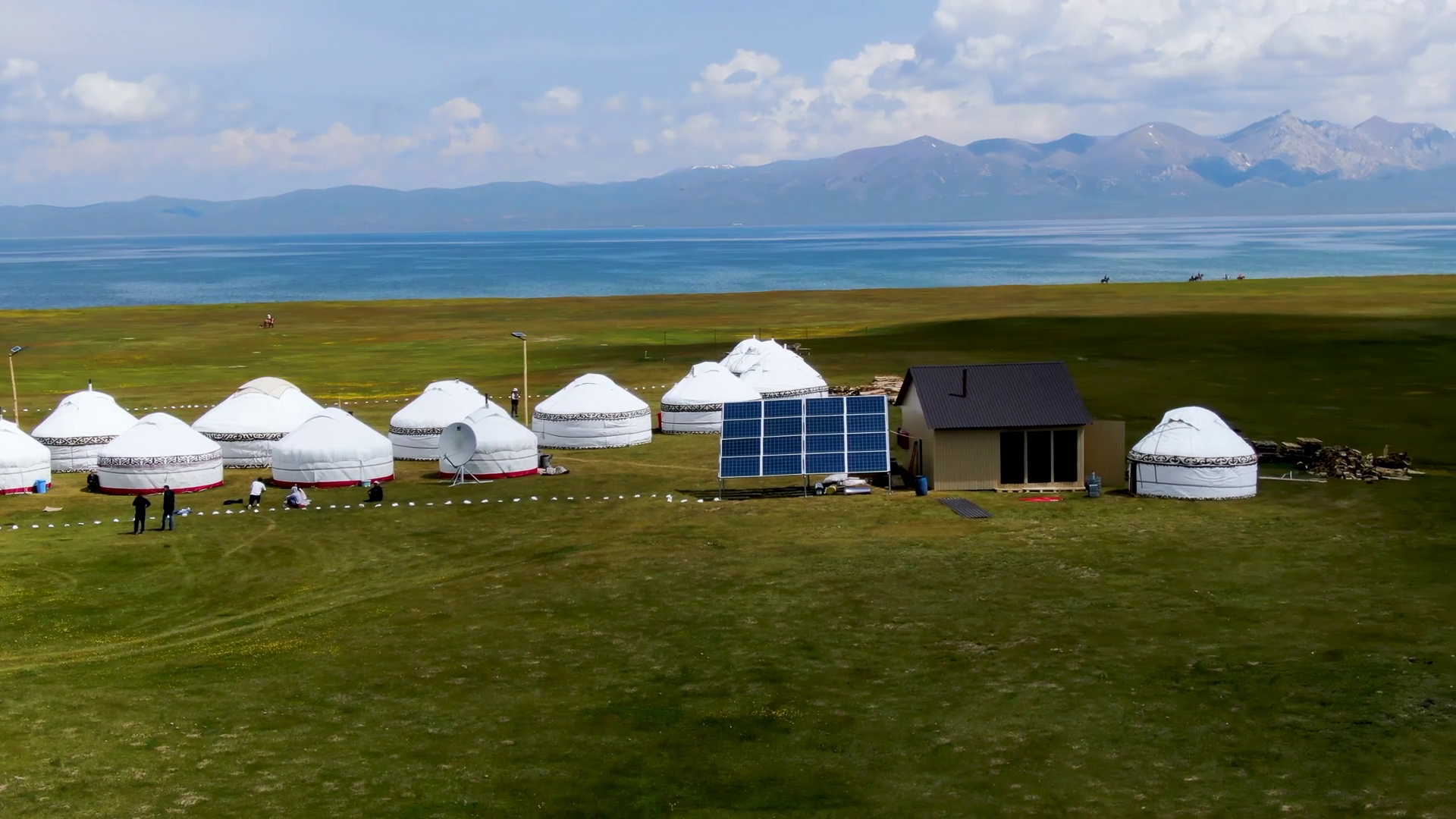 Aerial View Of Nomadic Yurt Camp On Meadow Stock Footage SBV-351921676 ...