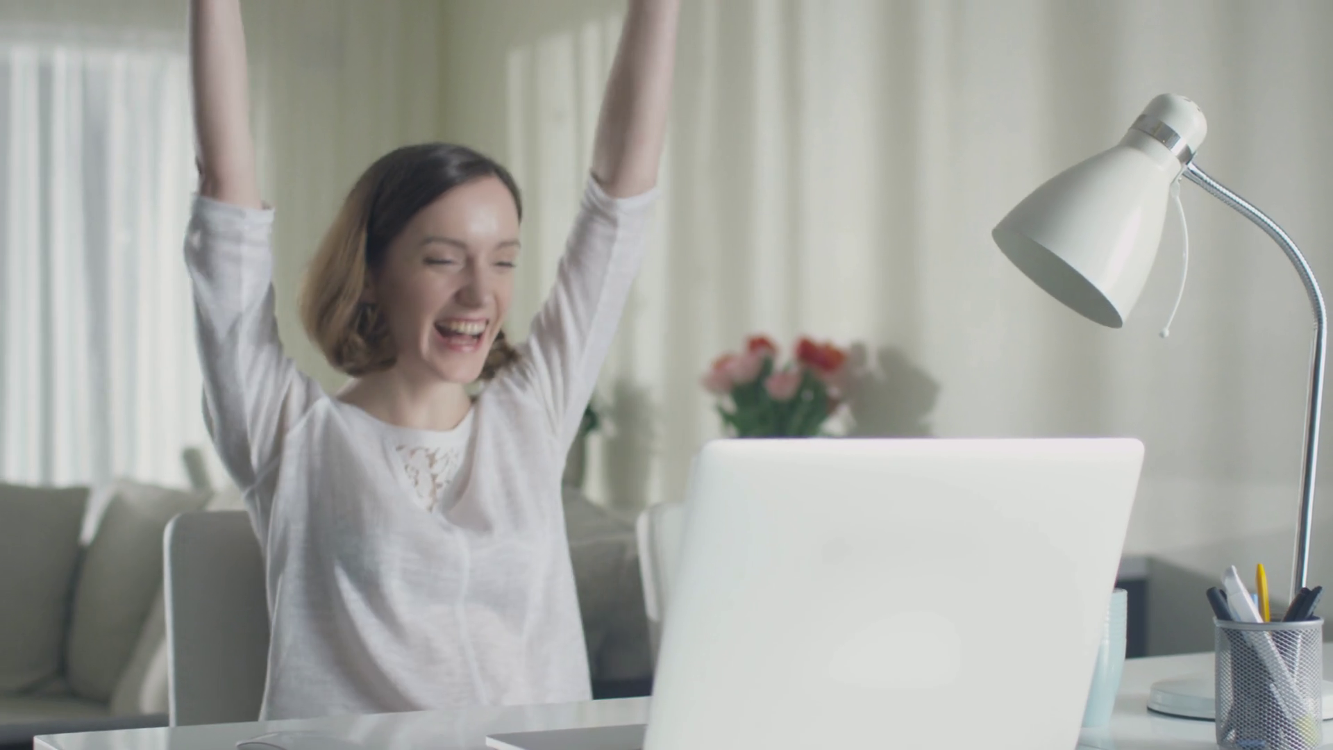 Woman Is Working On Laptop Computer At Home Stock Footage SBV-352145800 ...