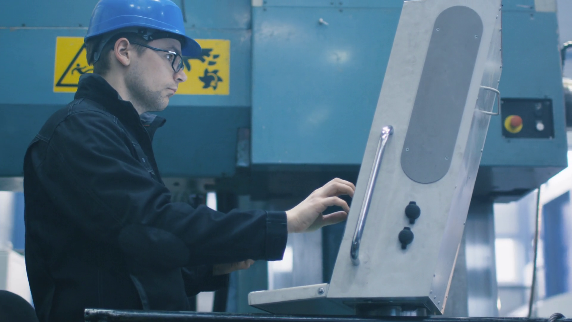 Factory Worker Is Programming Cnc Milling Stock Footage SBV-352145950 ...