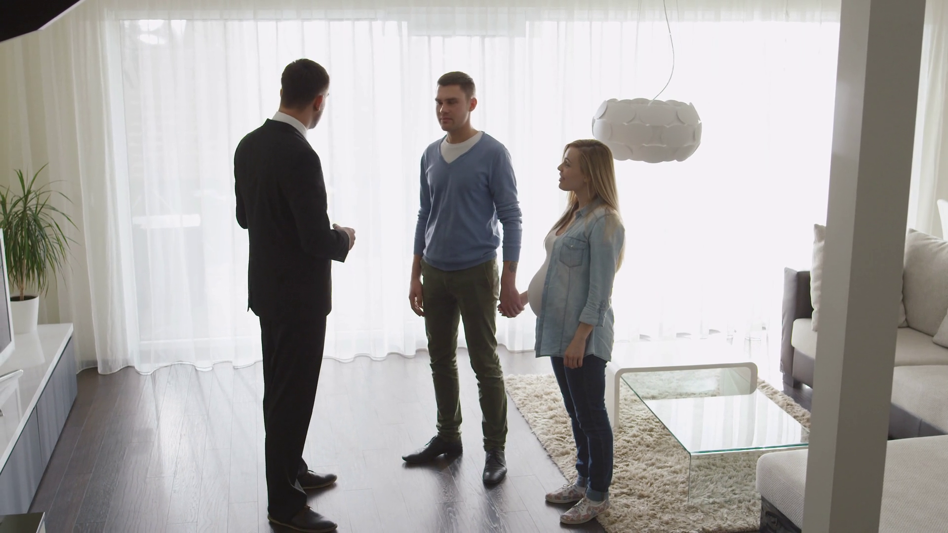 Real-estate Agent Shows New Apartments To Stock Footage SBV-352146355 ...