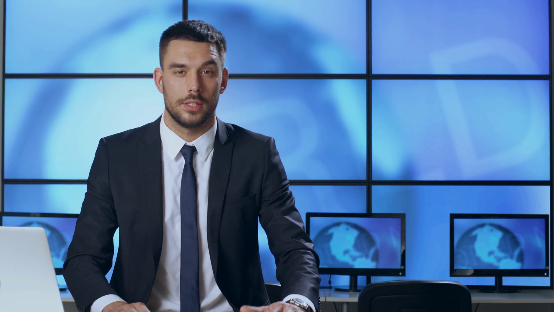 Male News Presenter In Broadcasting Studio Stock Footage SBV-352152480 ...