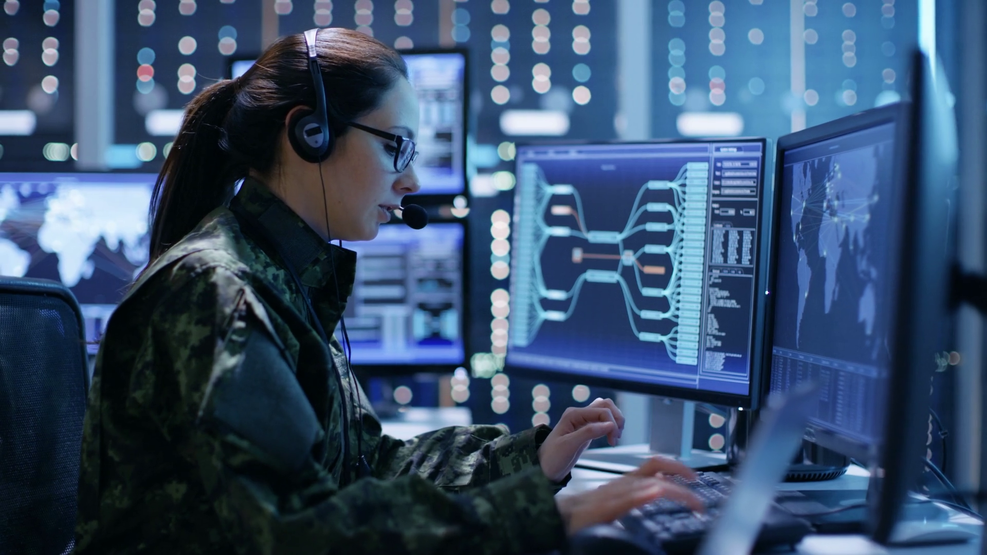 Female Military Technical Support Stock Footage SBV-352250565 - Storyblocks
