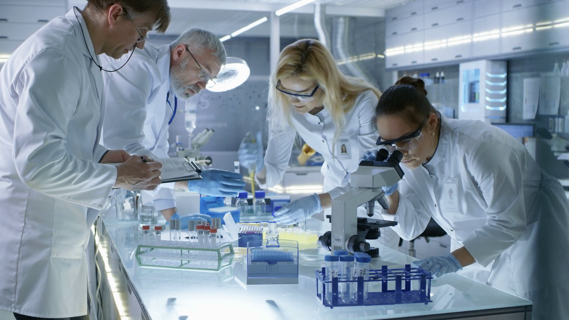 Team Of Medical Research Scientists Work On Stock Footage SBV-352284794 ...