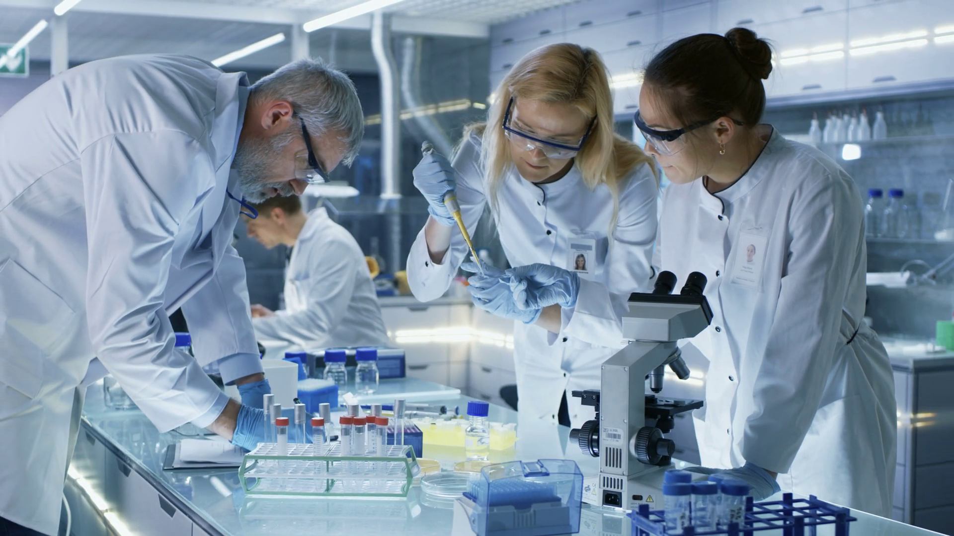 Team Of Medical Research Scientists Work On Stock Footage SBV-352284810 ...