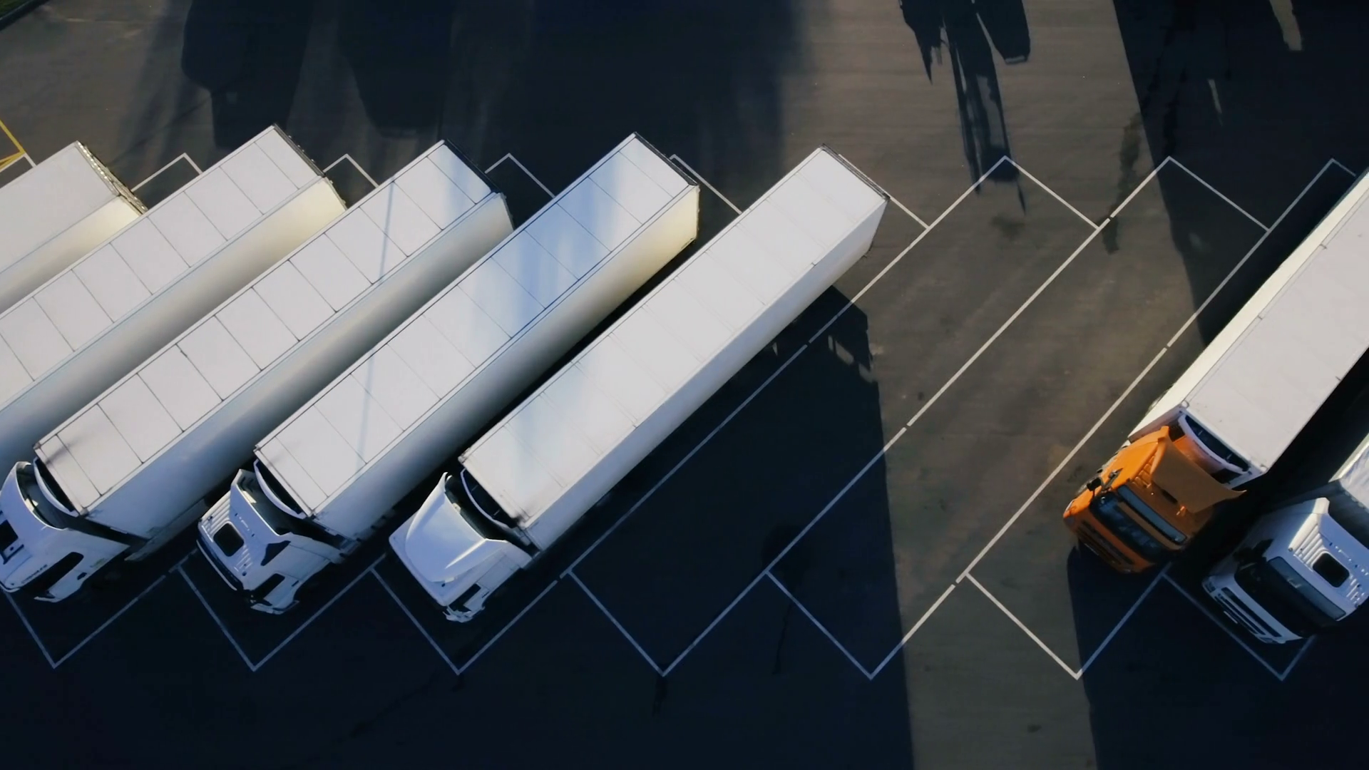 Moving Aerial Top View Of Parked Semi Trucks Stock Footage SBV-352285536 - Storyblocks