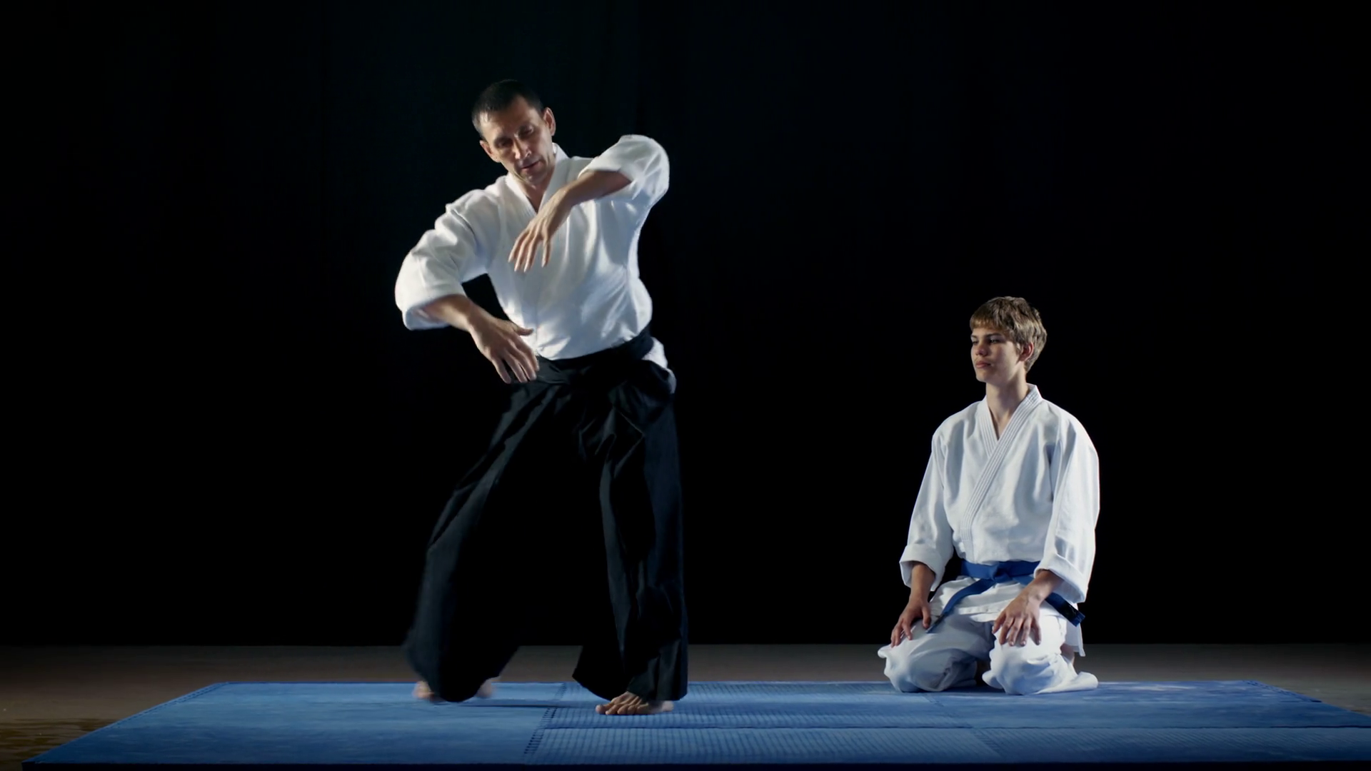 Martial Arts Master Shows Beautiful Aikido Stock Footage SBV-352287360 ...