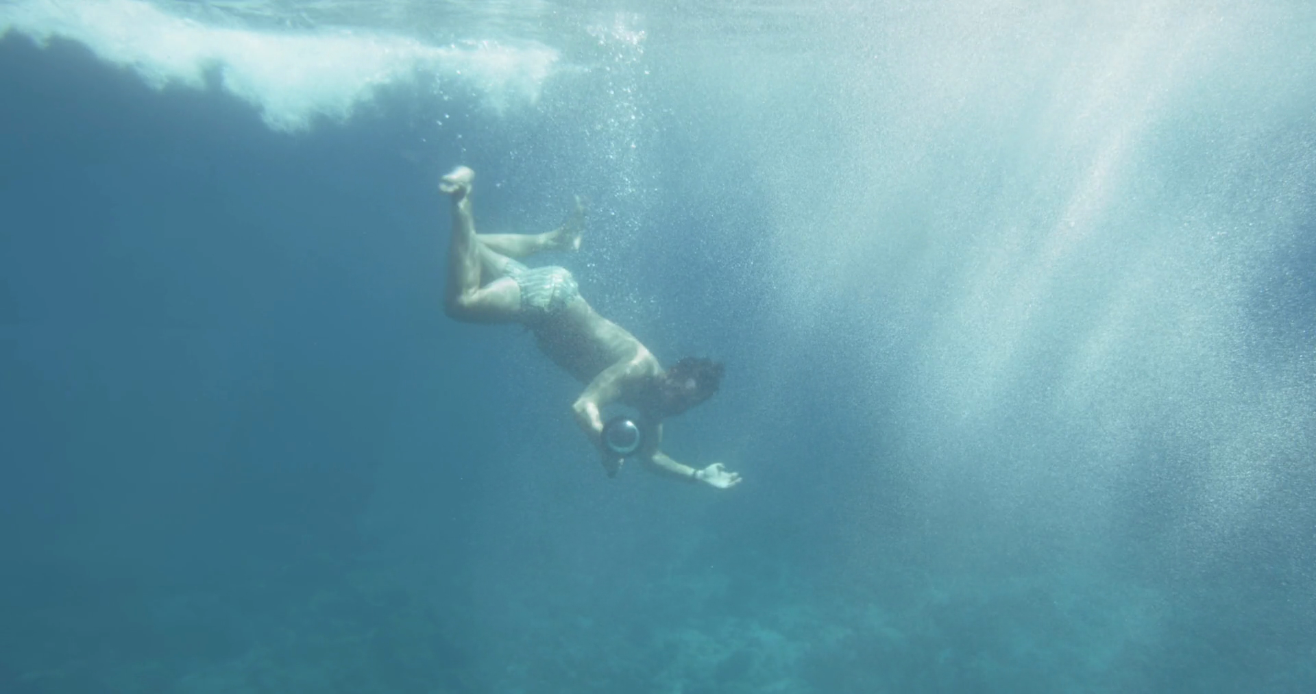 Underwater Footage Of Man Diving In Sea Stock Footage SBV-353349368 ...