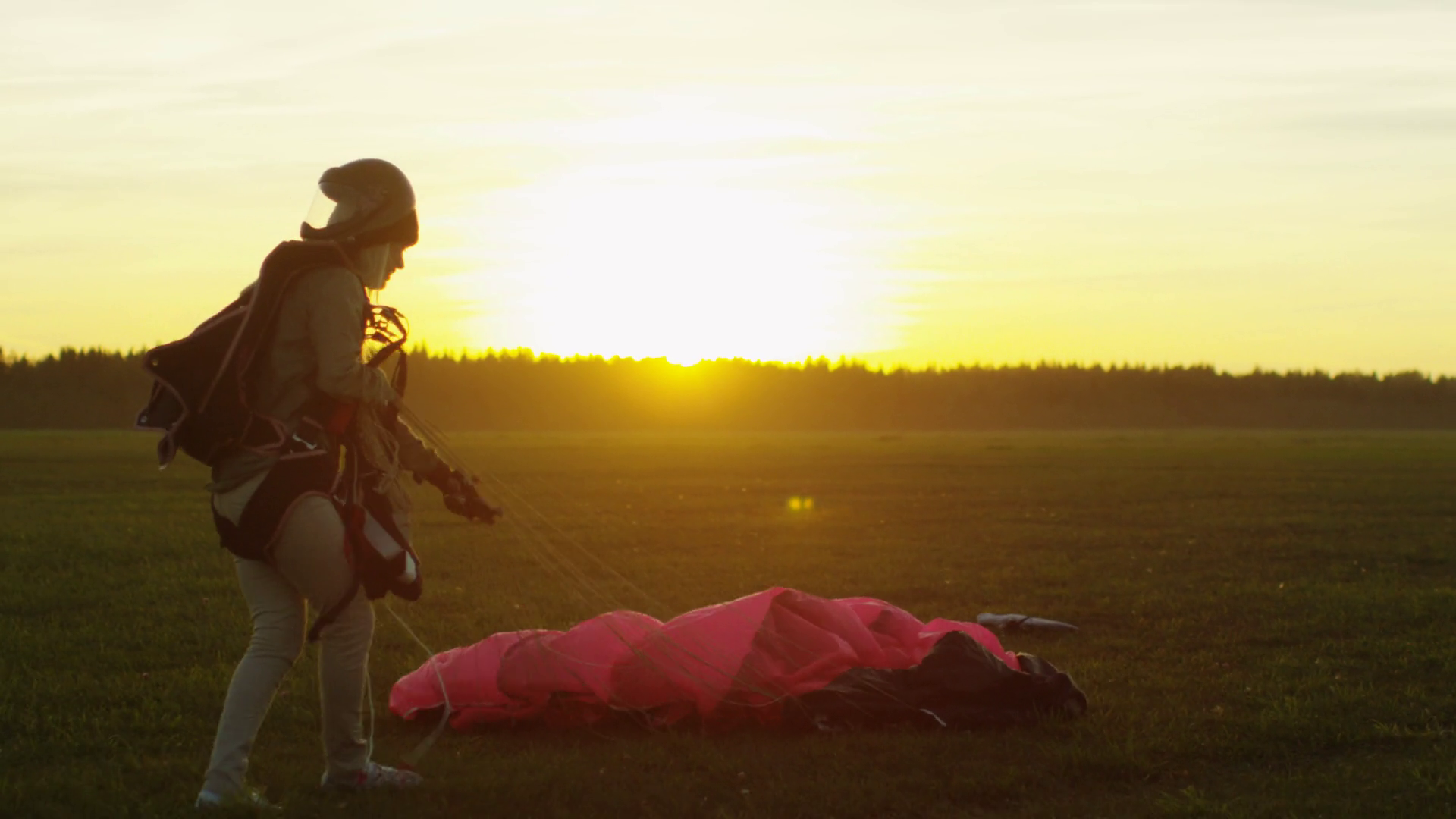 Girl Skydiver Is Folding Parachute Stock Footage SBV-351899482 ...