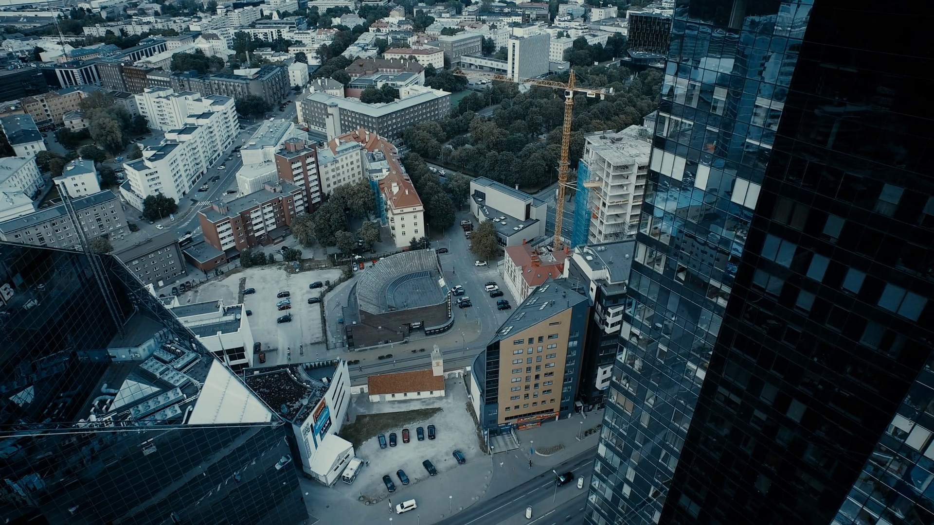 Aerial Drone Shot Of Glass Skyscrapers Stock Footage SBV-351900416 ...