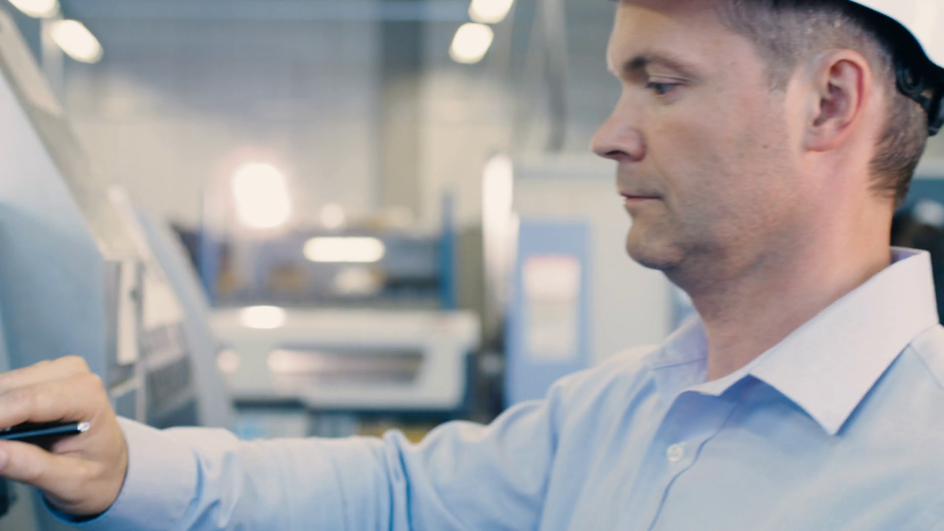 Engineer Is Setting Up Cnc Lathe Machine On Stock Footage SBV-351895125 ...