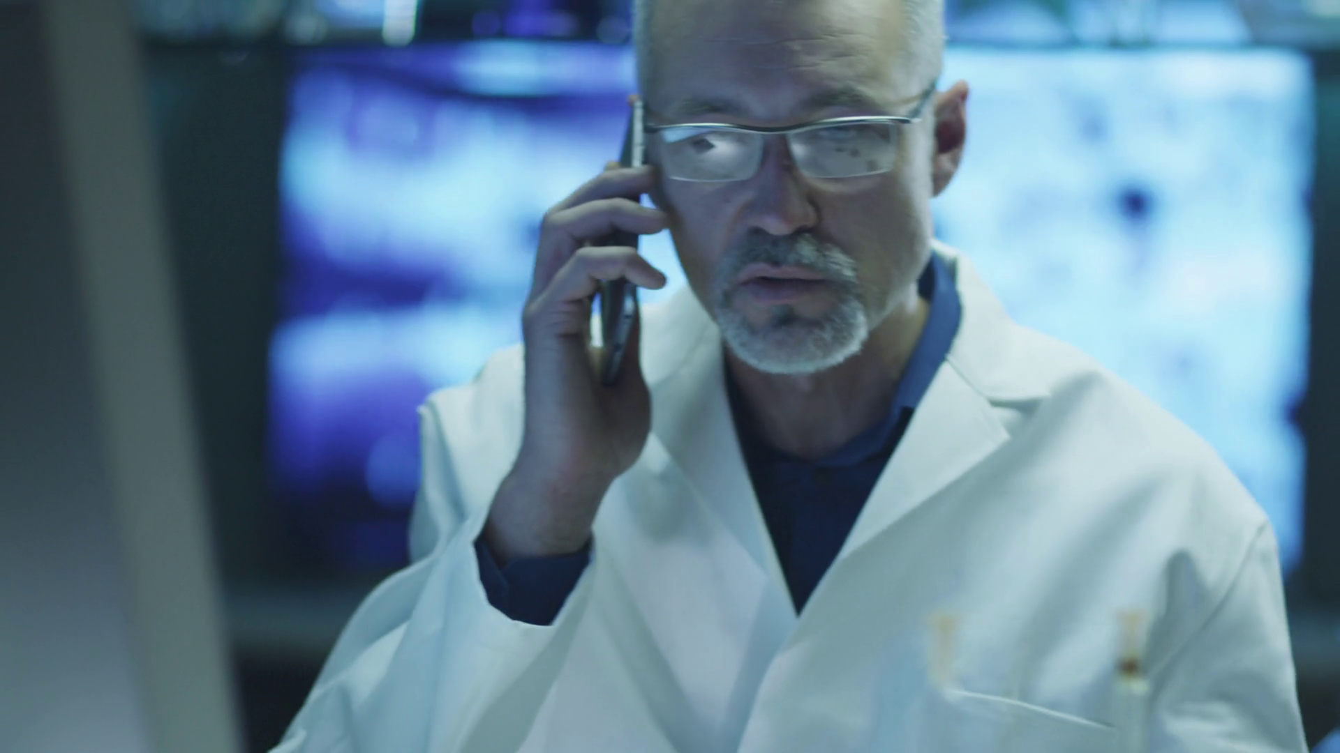 Scientist Is Answering Phone In Laboratory Stock Footage SBV-351876829 ...